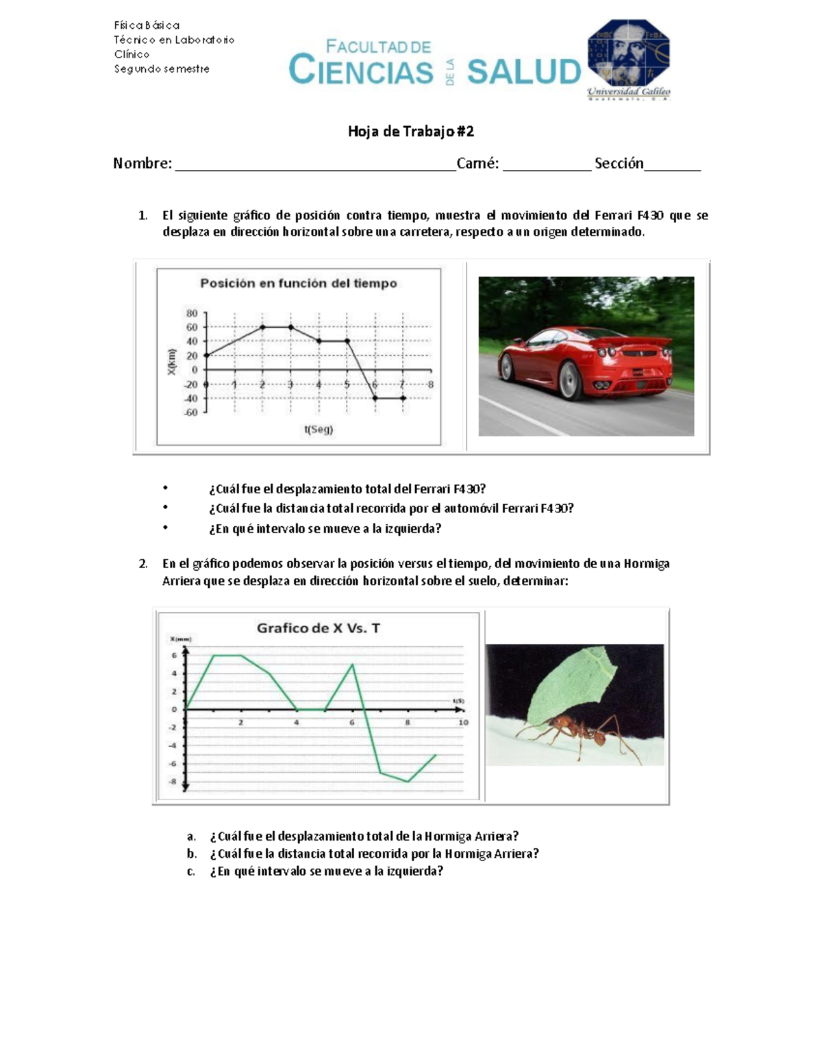 Hoja de Trabajo 2 - FÌsica B·sica TÈcnico en Laboratorio ClÌnico ...