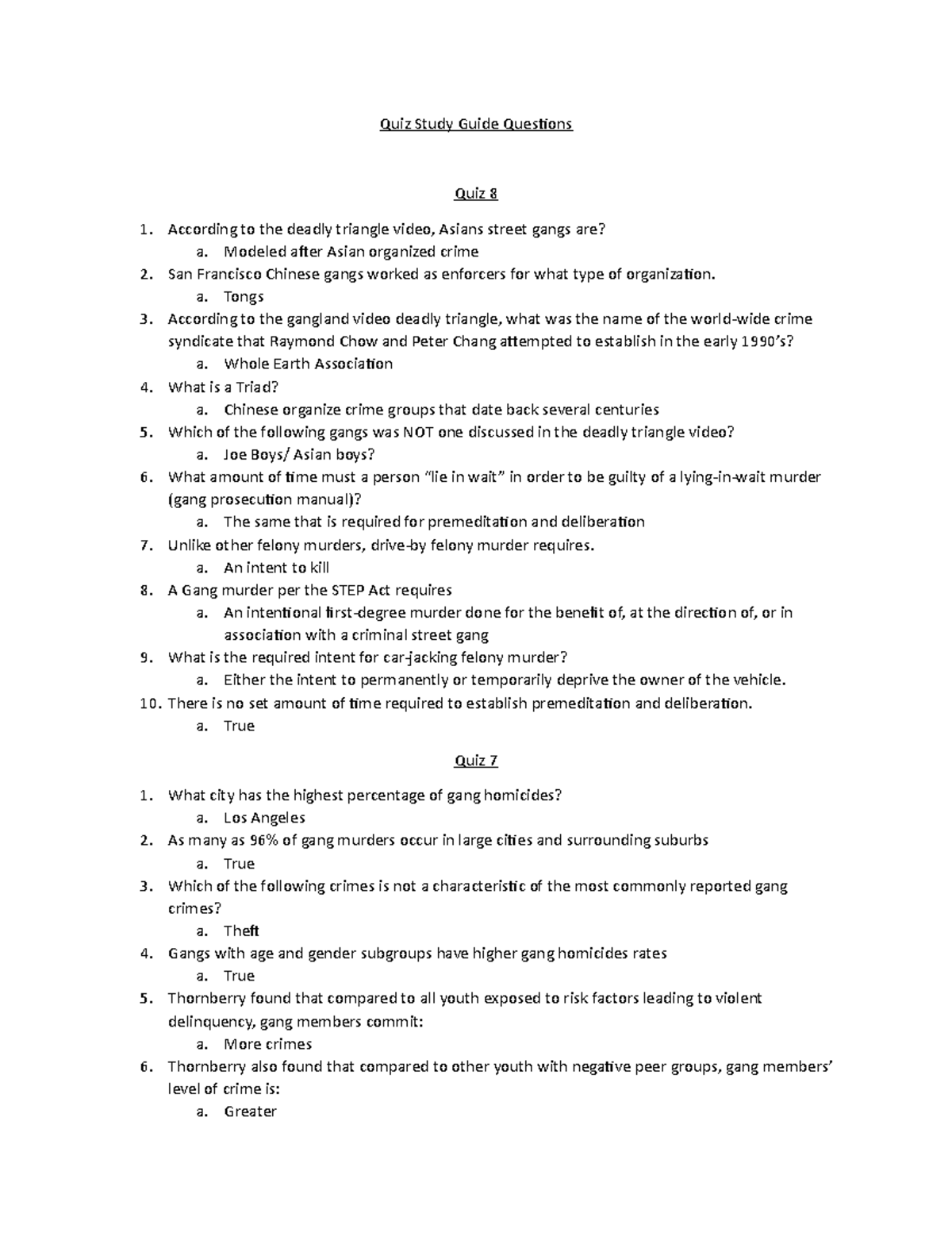 Exam 2 Study Guide - Quiz Study Guide Questions Quiz 8 According to the ...