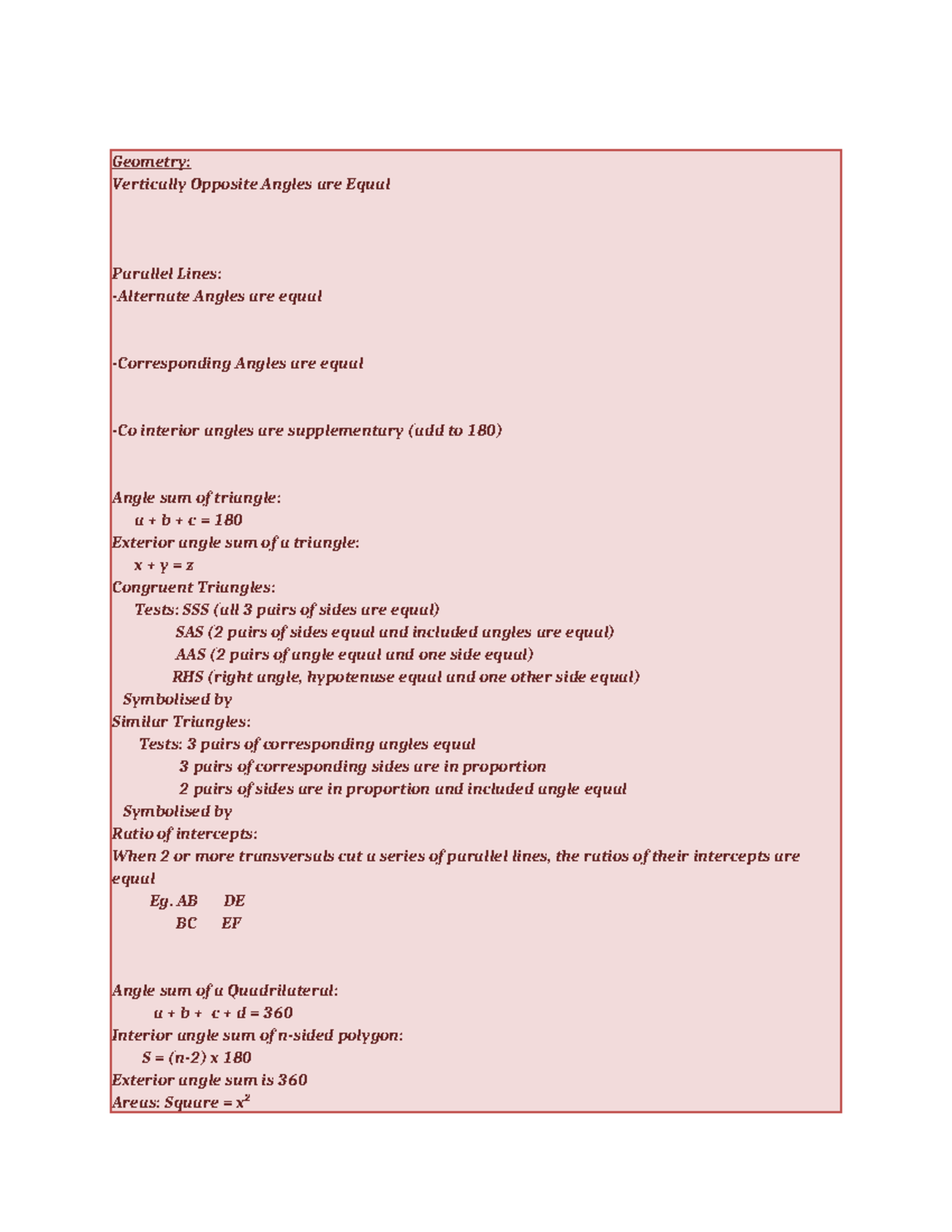 Courses maths 2u 1205372855 2006 Mathematics Notes - Geometry ...