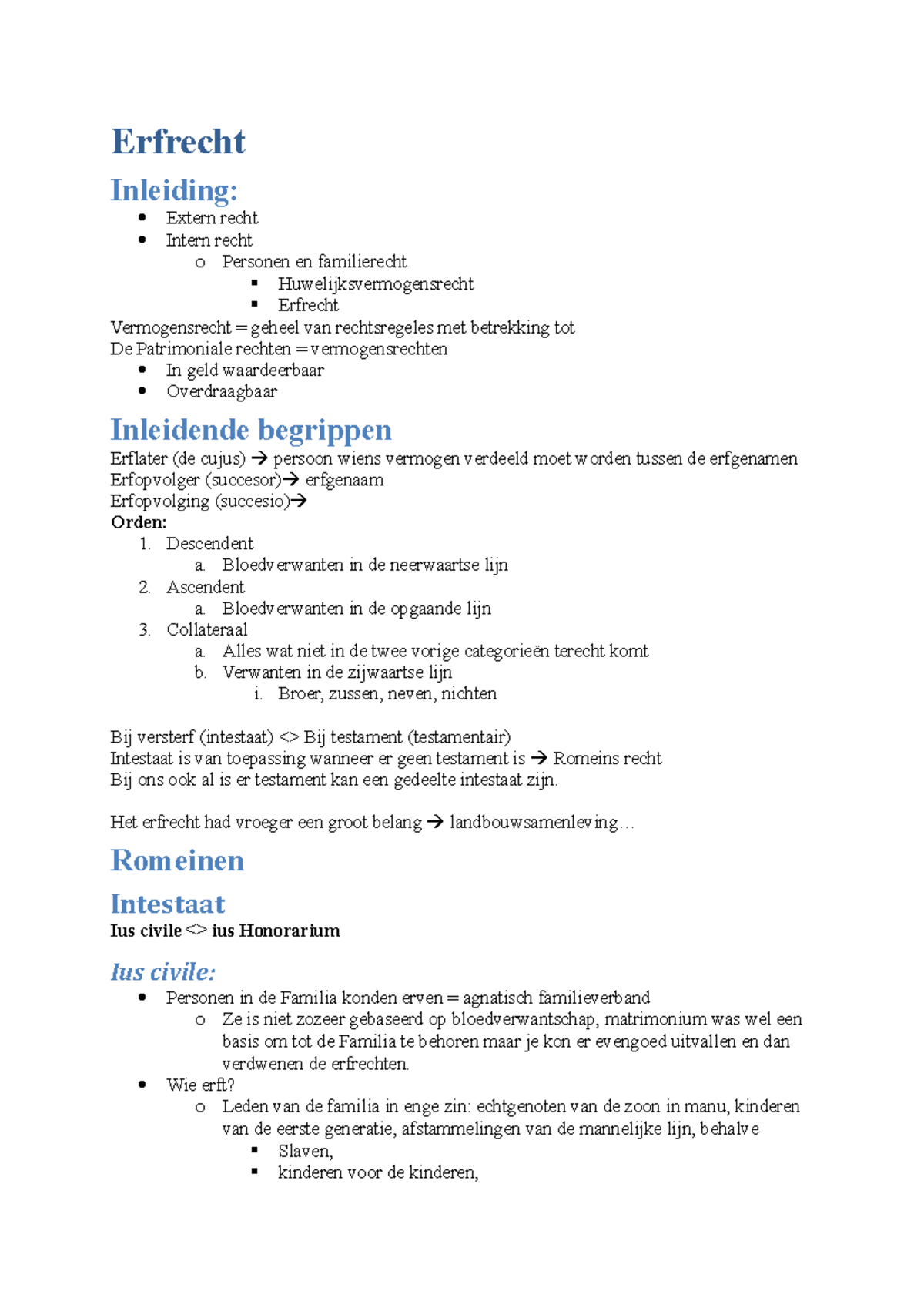 Erfrecht - Samenvatting voor dit deel van de cursus. - Erfrecht ...