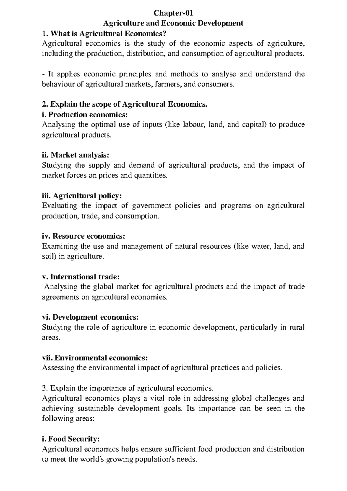 Chapter-1 Introduction to agriculture economics - Chapter- Agriculture ...