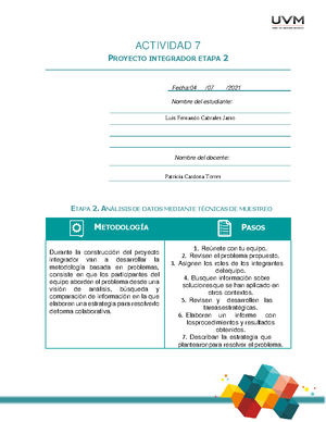 Proyecto Integrador etapa 1. - “ESTADISTICA DESCRIPTIVA.” ACTIVIDAD 2: Proyecto Integrador etapa ...