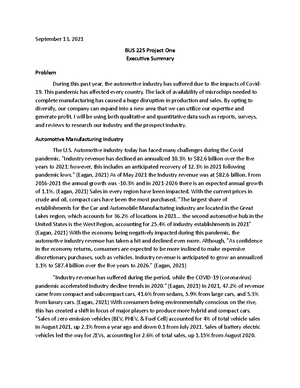 BUS-225 Project Two Presentation - AUTOMOTIVE INDUSTRY TREND SUMMARY ...