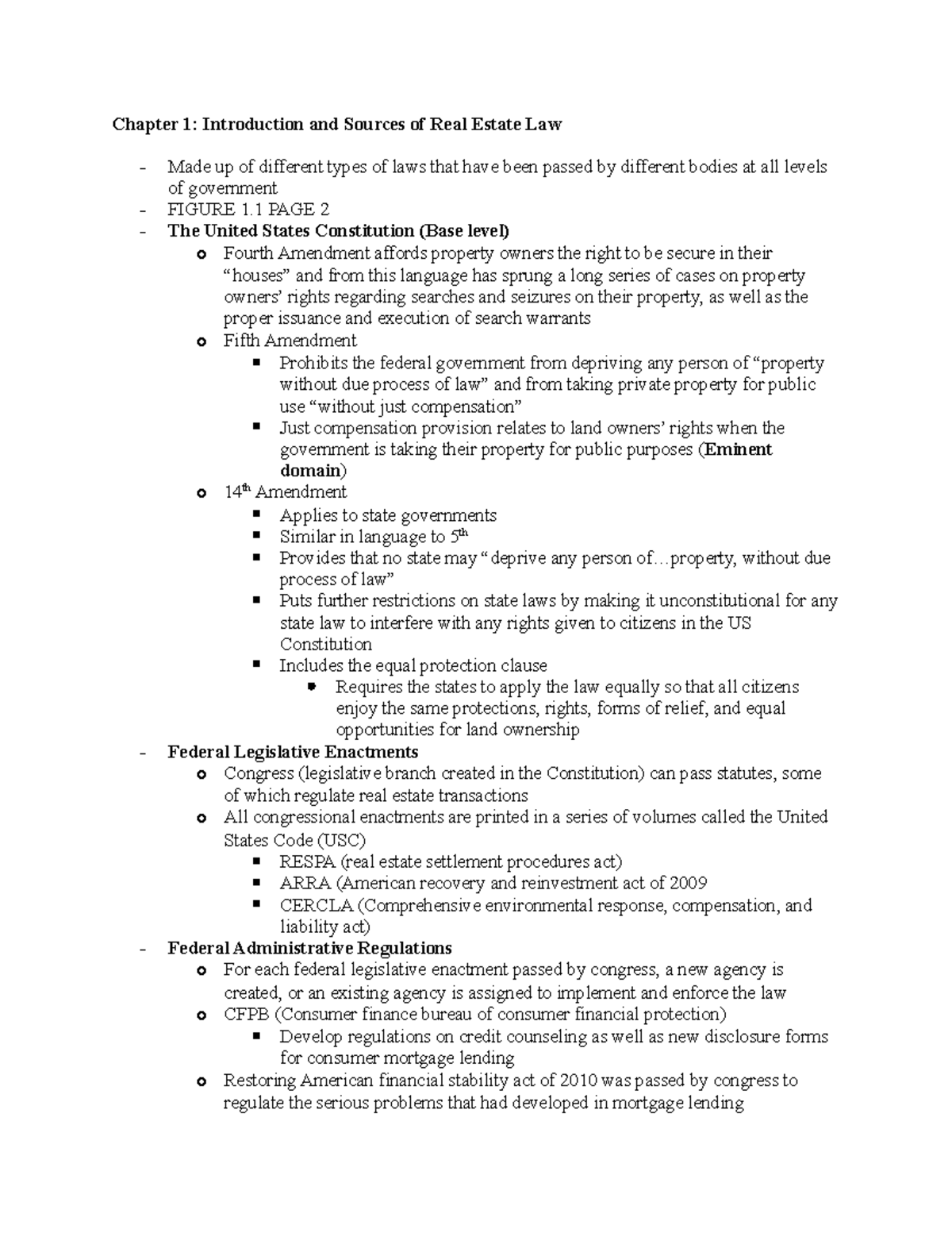 Real Estate Law Notes - Chapter 1: Introduction and Sources of Real ...