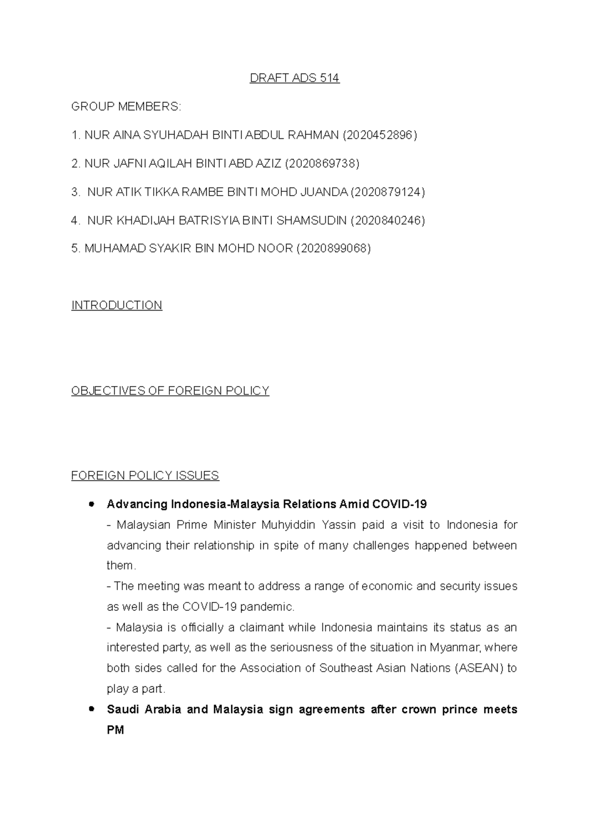 Draft ADS 514 - Example past year adm 501 organizational behavior ...