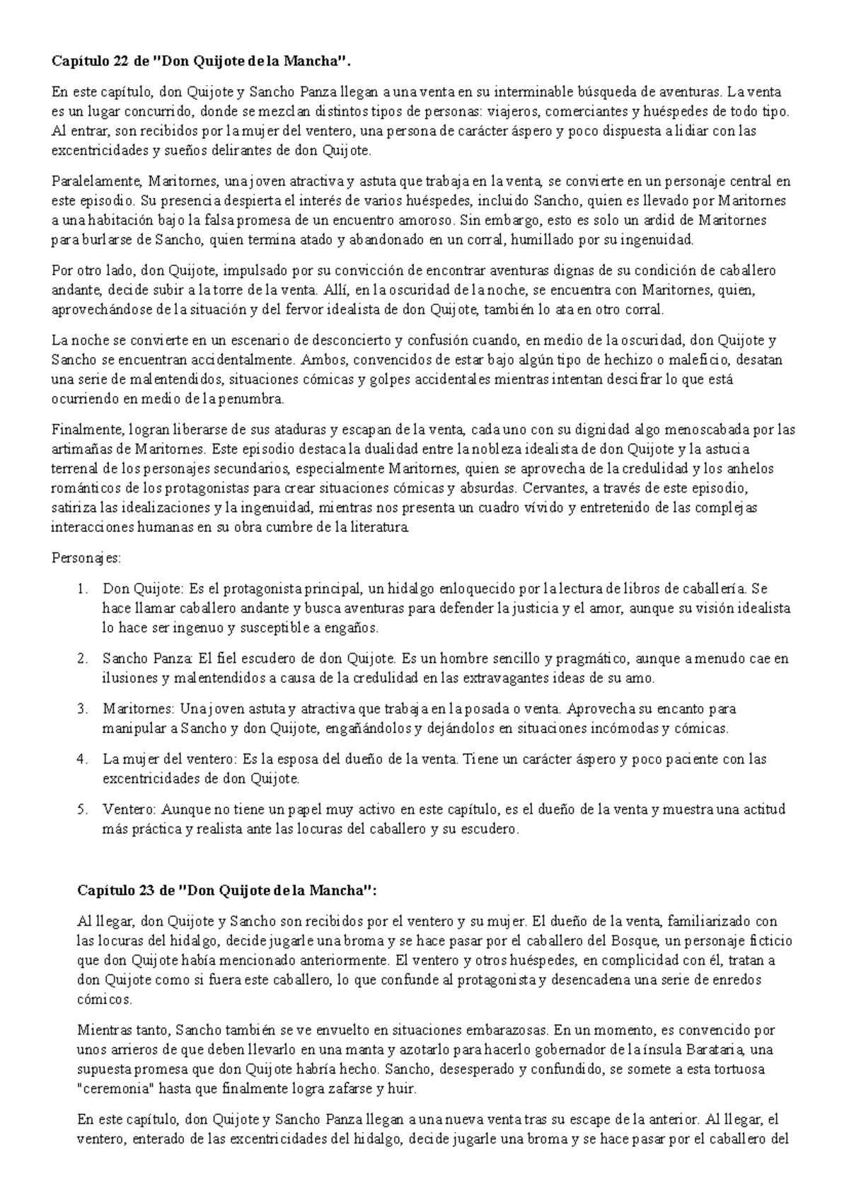 Resumen don quijote - Capítulo 22 de "Don Quijote de la Mancha". En ...