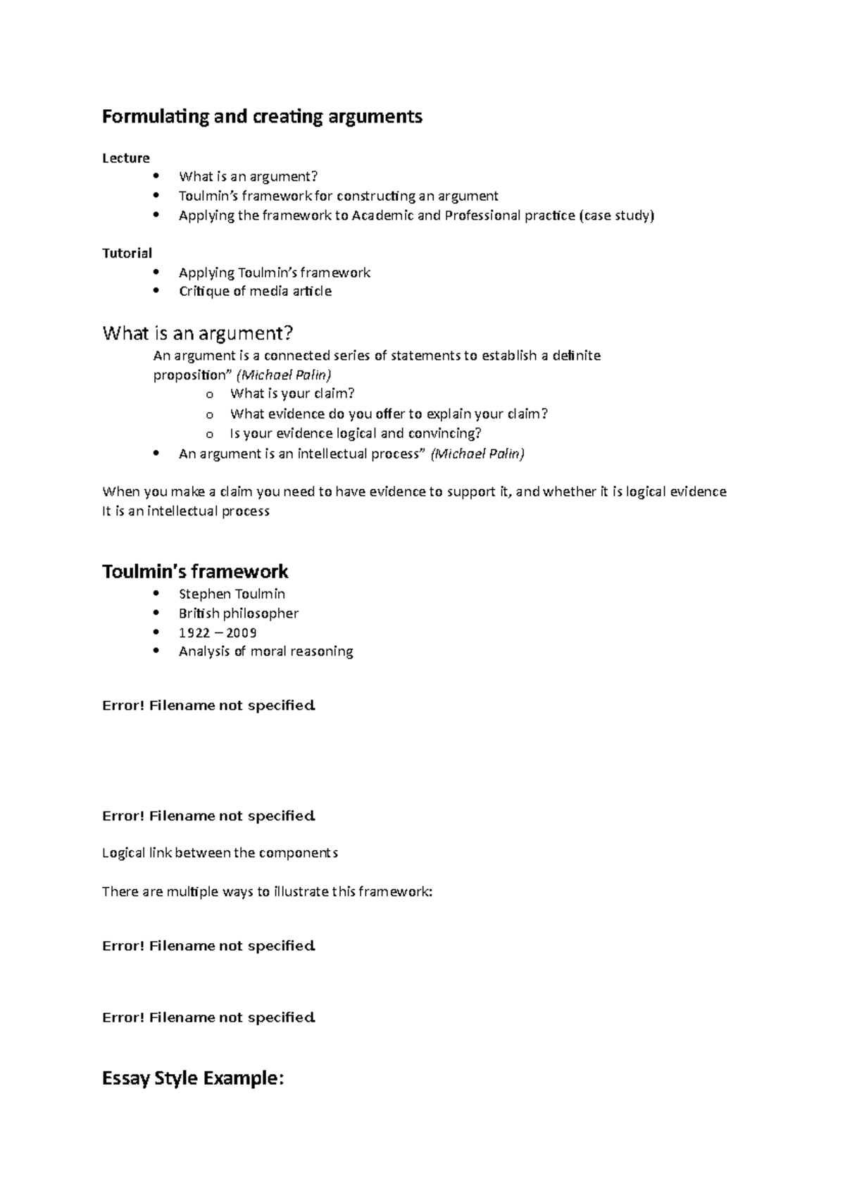 1011CCJ LECTURE 2 NOTES - Formulating and creating arguments Lecture ...