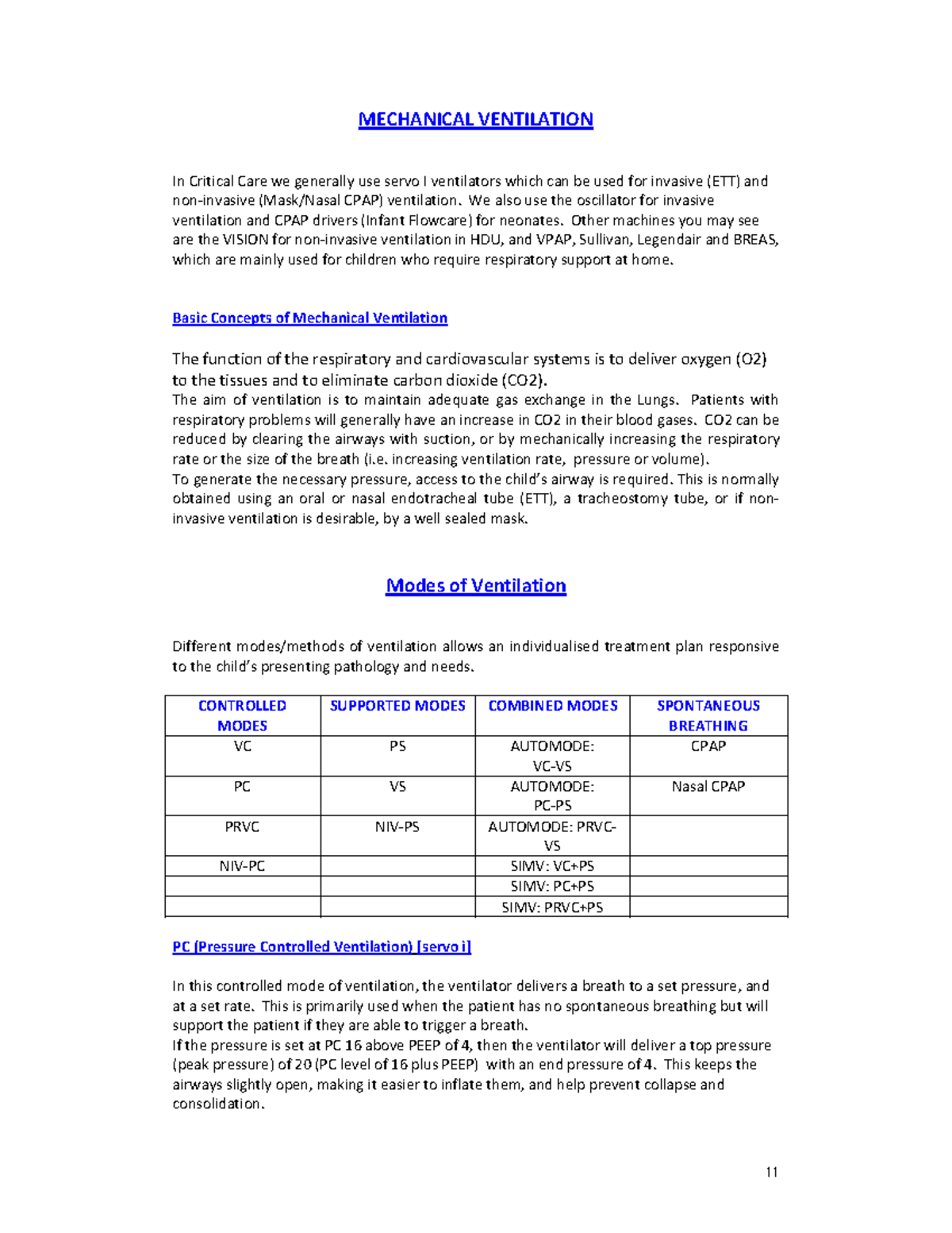 Ventilation - Lecture - MECHANICAL VENTILATION In Critical Care we ...