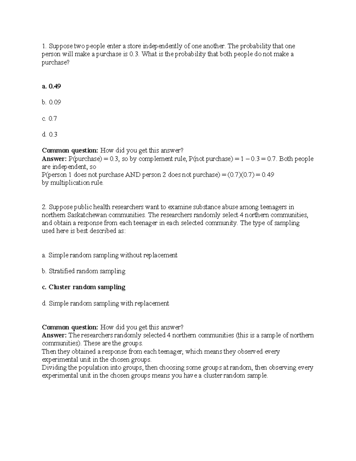 COMM 104 TEST 1 - COMM104 TEST 1 - Suppose two people enter a store ...