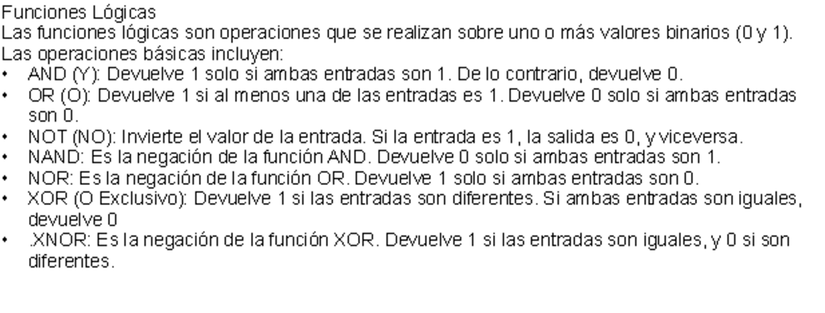 Resumen funciones logicas tp - Funciones Lógicas Las funciones lógicas ...