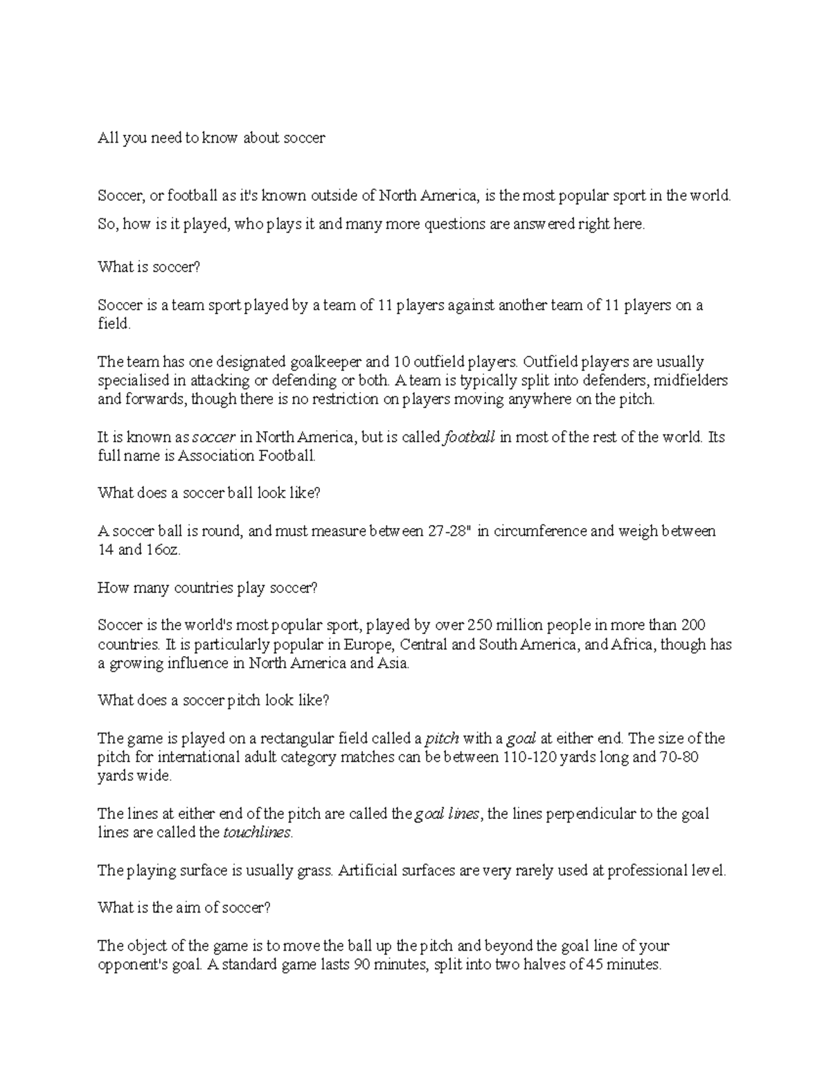 All you need to know about soccer - All you need to know about soccer ...