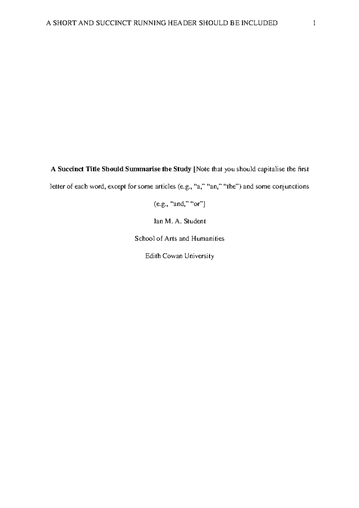PSY1210 Lab Report Template 2020 - A Succinct Title Should Summarise ...