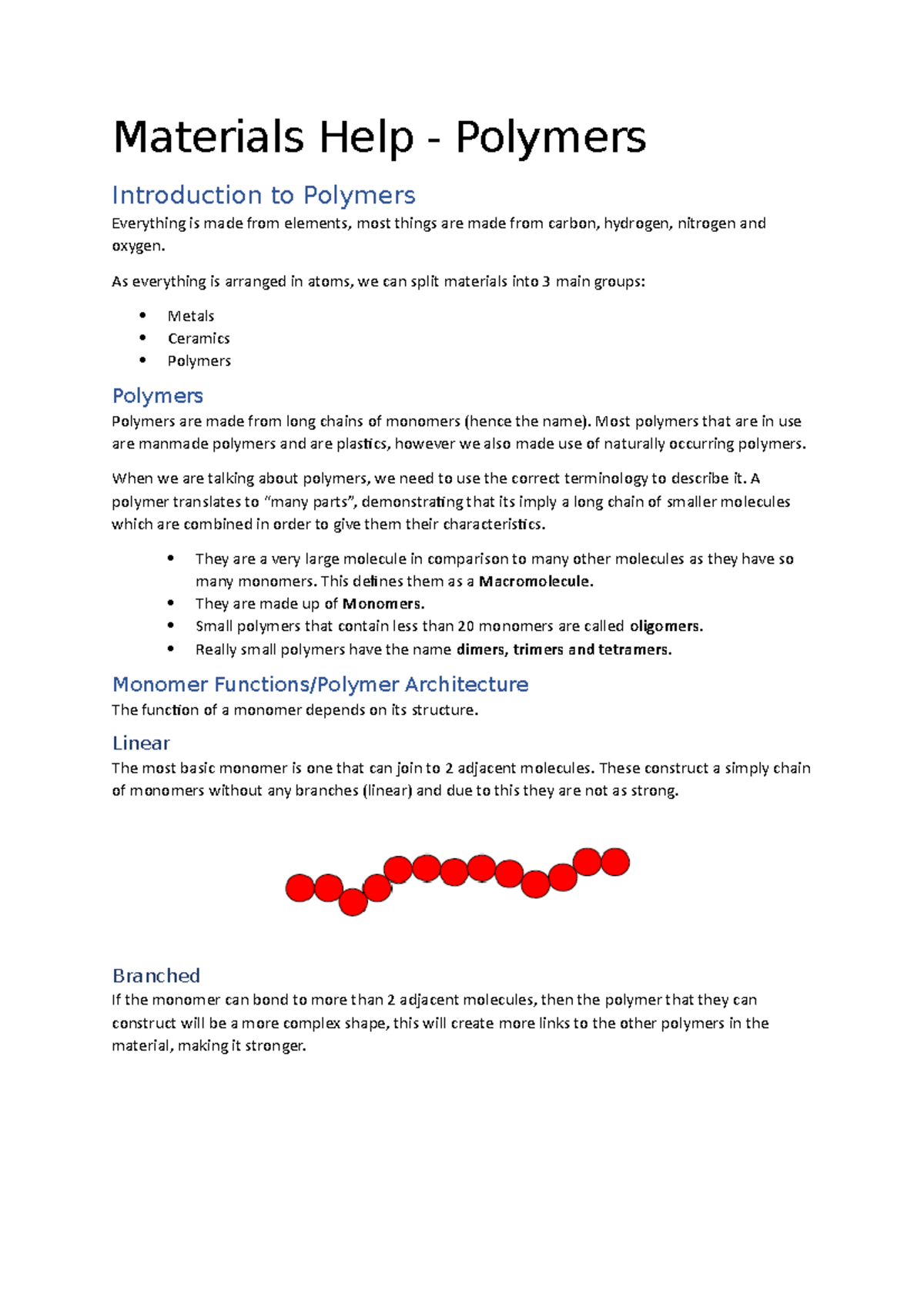 Materials and Materials Processing - Polymers - Materials Help ...