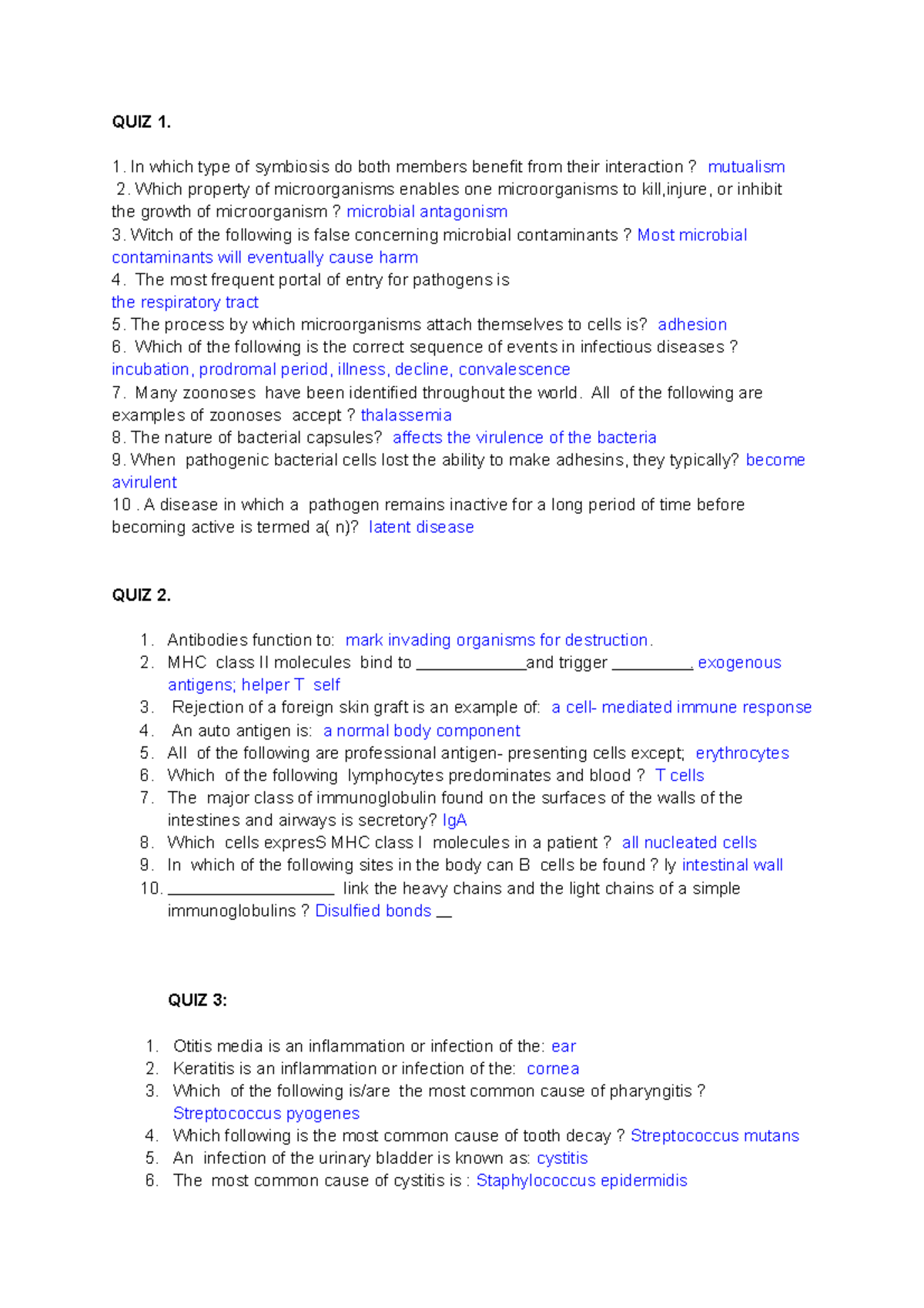 Notes semi final micriobio - QUIZ 1. 1. In which type of symbiosis do ...