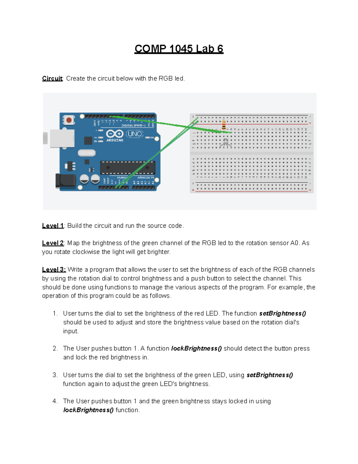 COMP 1045 Lab 6 F23 - COMP 1045 Lab 6 Circuit: Create the circuit below ...