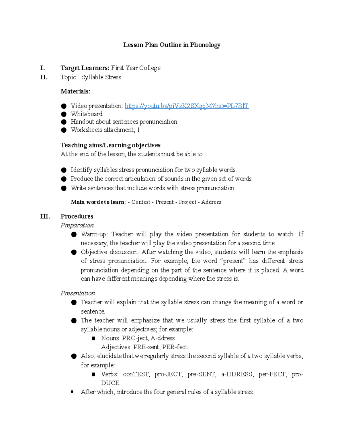 Leson PLAN STI College - Phonology develops students' communicative ...
