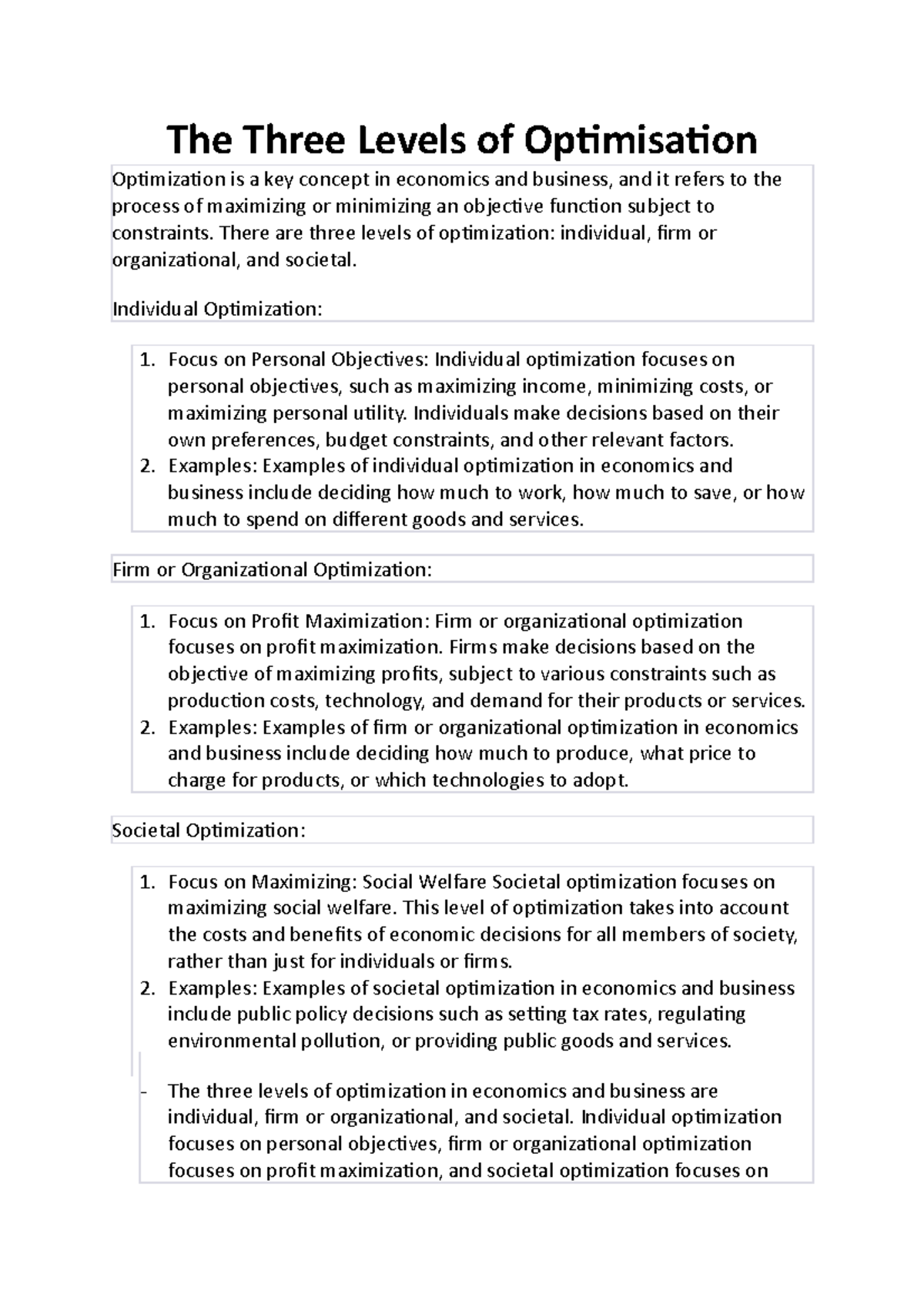 The Three Levels of Optimisation - The Three Levels of Optimisation ...