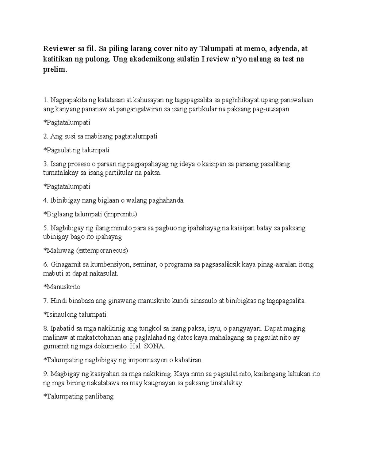 Reviewer-sa-fil - reviewer for filipino - Reviewer sa fil. Sa piling ...