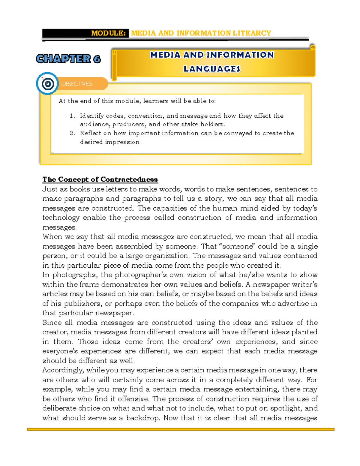 Chapter 6 Media AND Information Languages - Media Information Literacy ...