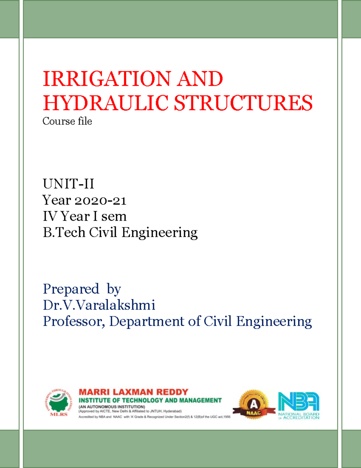 Unit-2final coursefile - IRRIGATION AND HYDRAULIC STRUCTURES Course ...