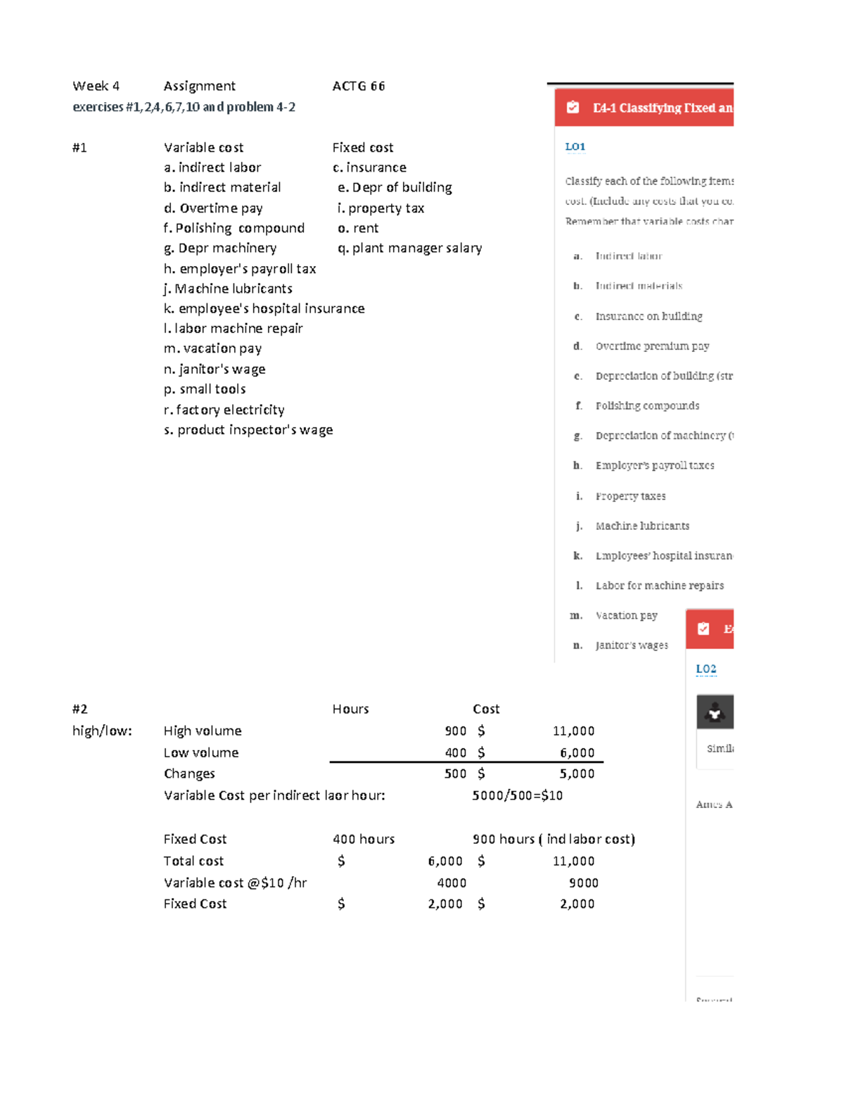 ACTG 066-Hw-chp4 - Homework Chapter 4, Cost Accounting - Week 4 ...