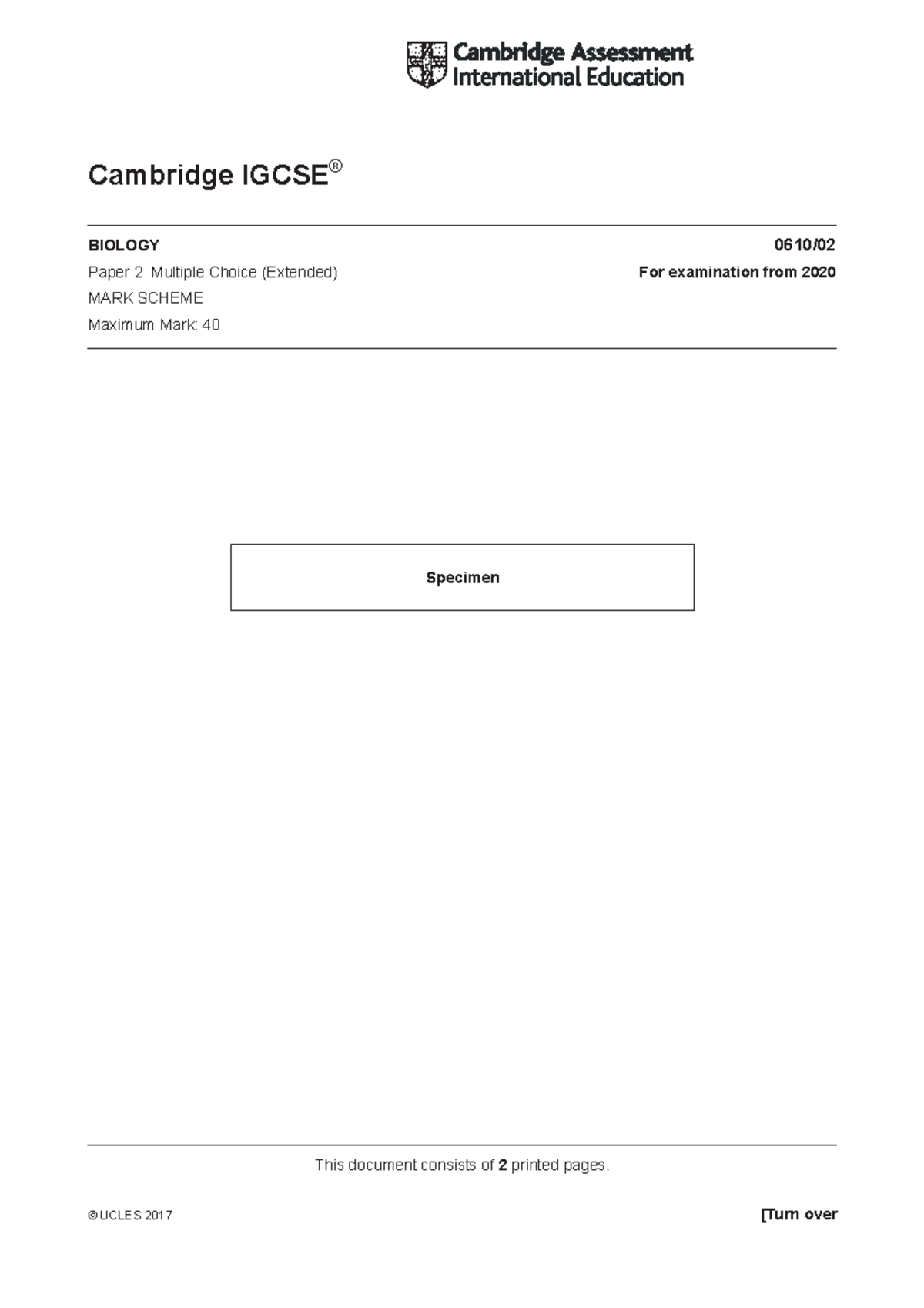 415879 2020 specimen paper 2 mark scheme - This document consists of 2 ...