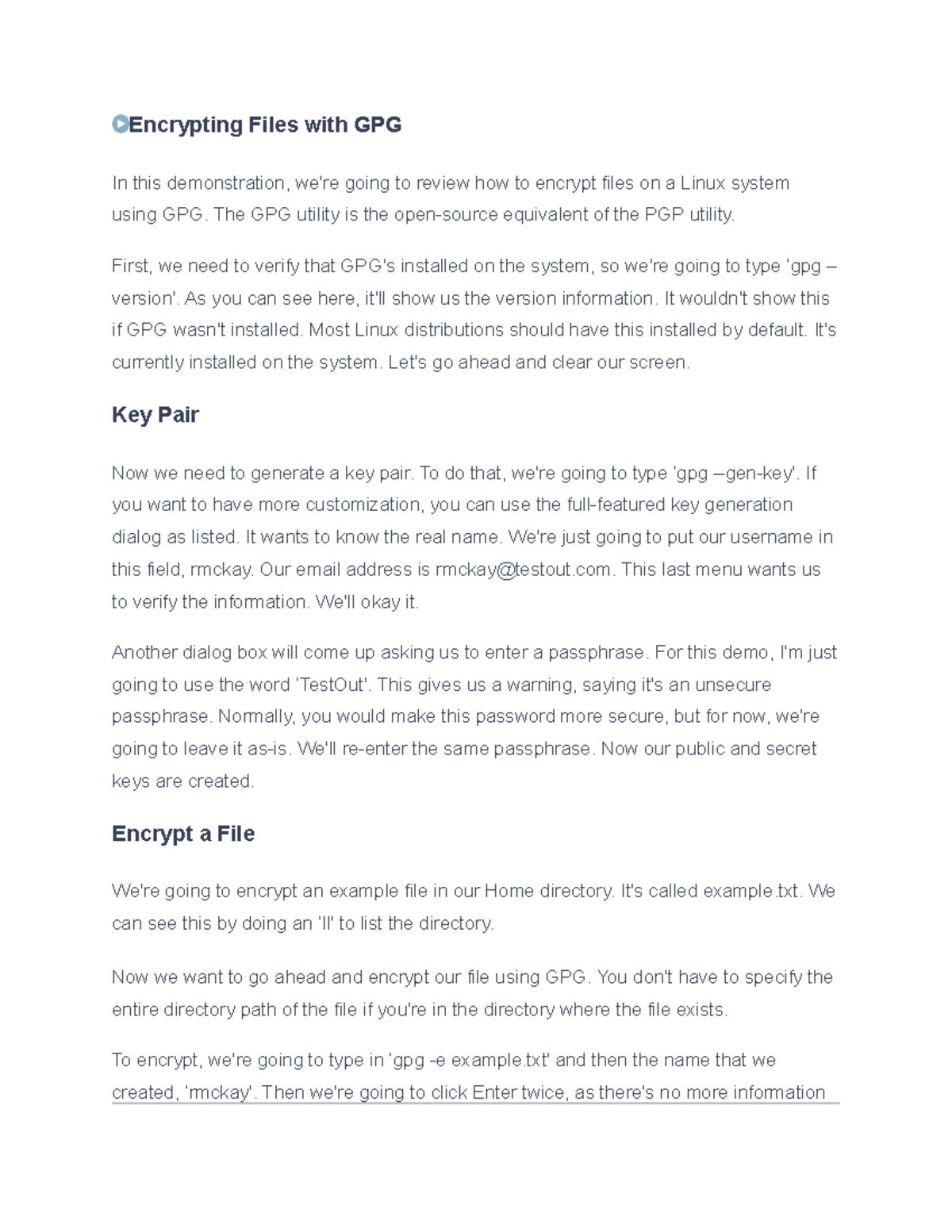 7.4.5 Encrypting Files with GPG - Encrypting Files with GPG In this ...