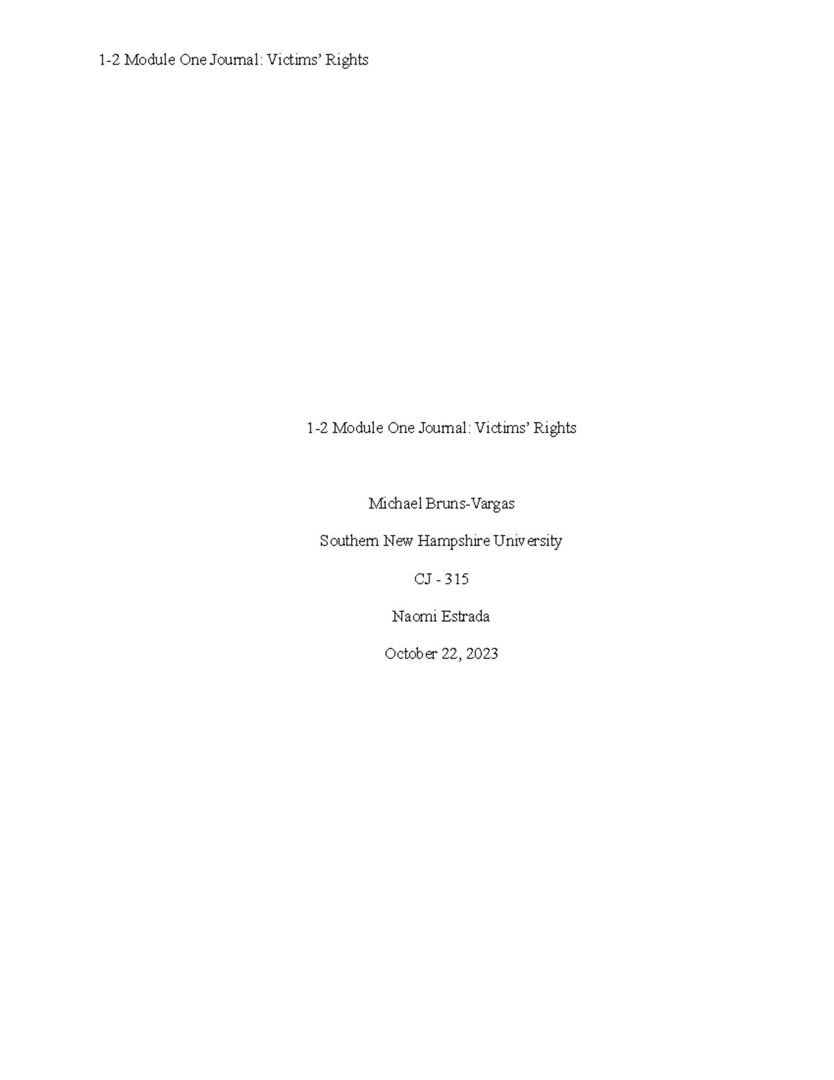 1-2 Module One Journal- Victims’ Rights - 1-2 Module One Journal ...