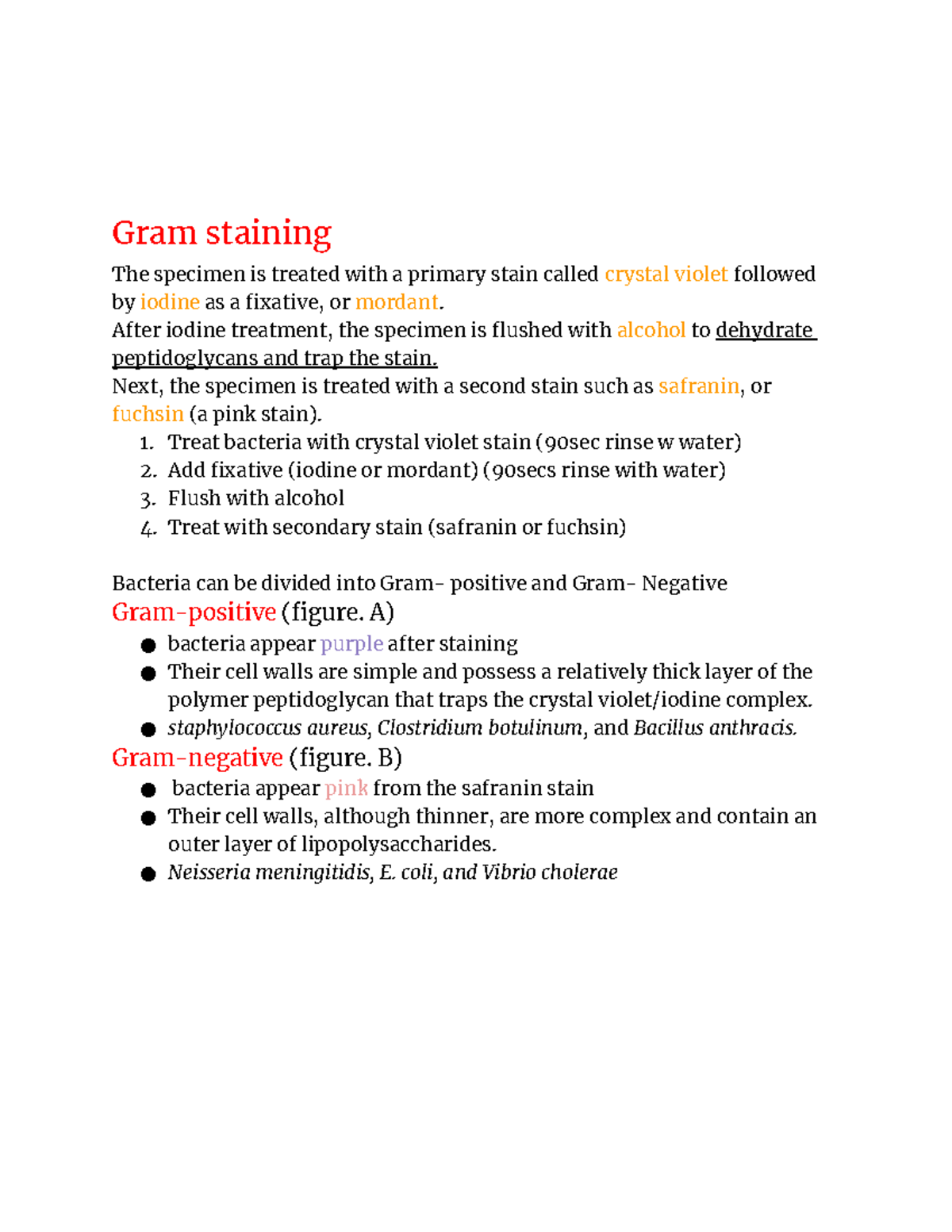 Lab Notes - Gram staining The specimen is treated with a primary stain ...