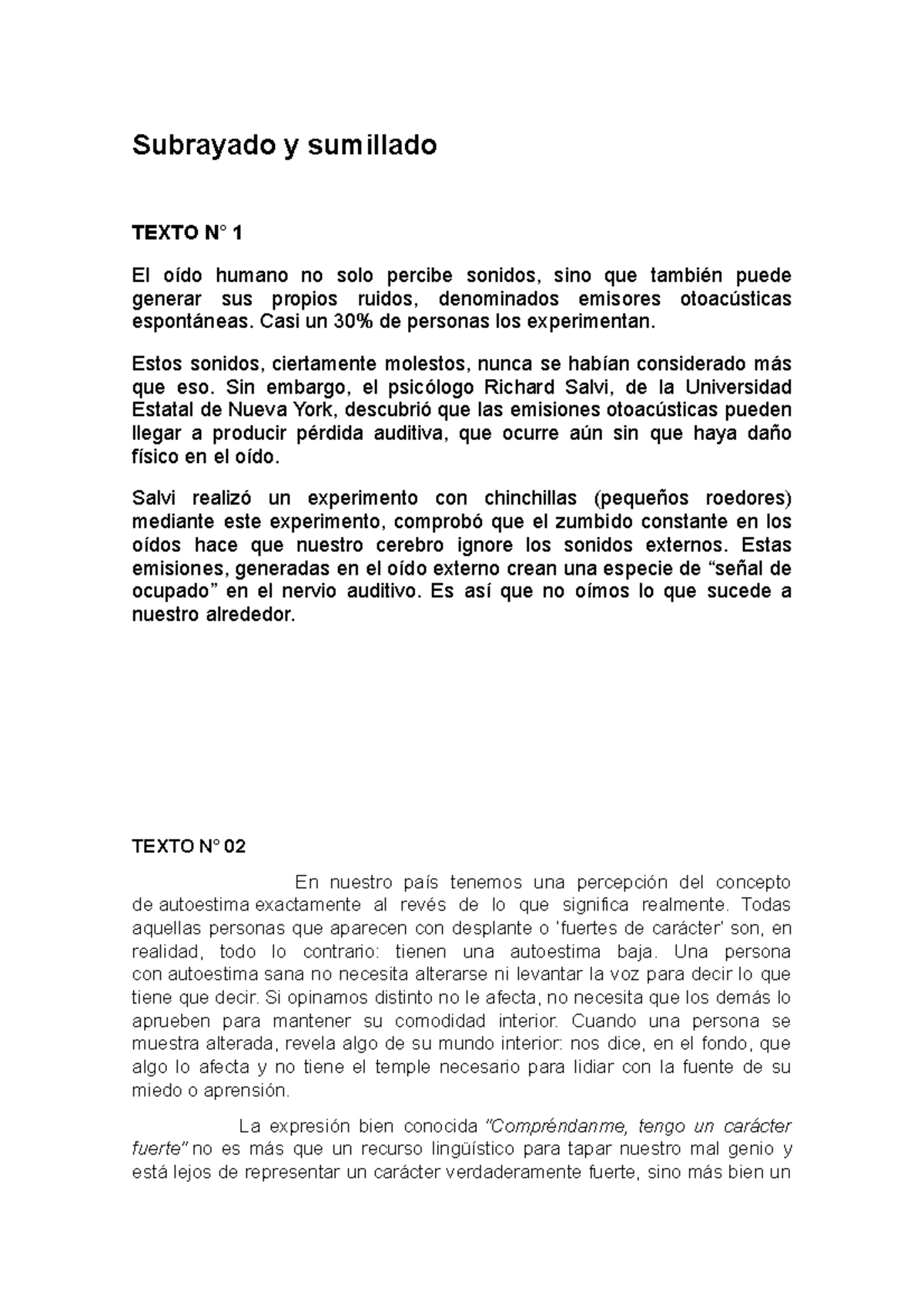 Práctica Calificada - Subrayado y sumillado - Subrayado y sumillado ...