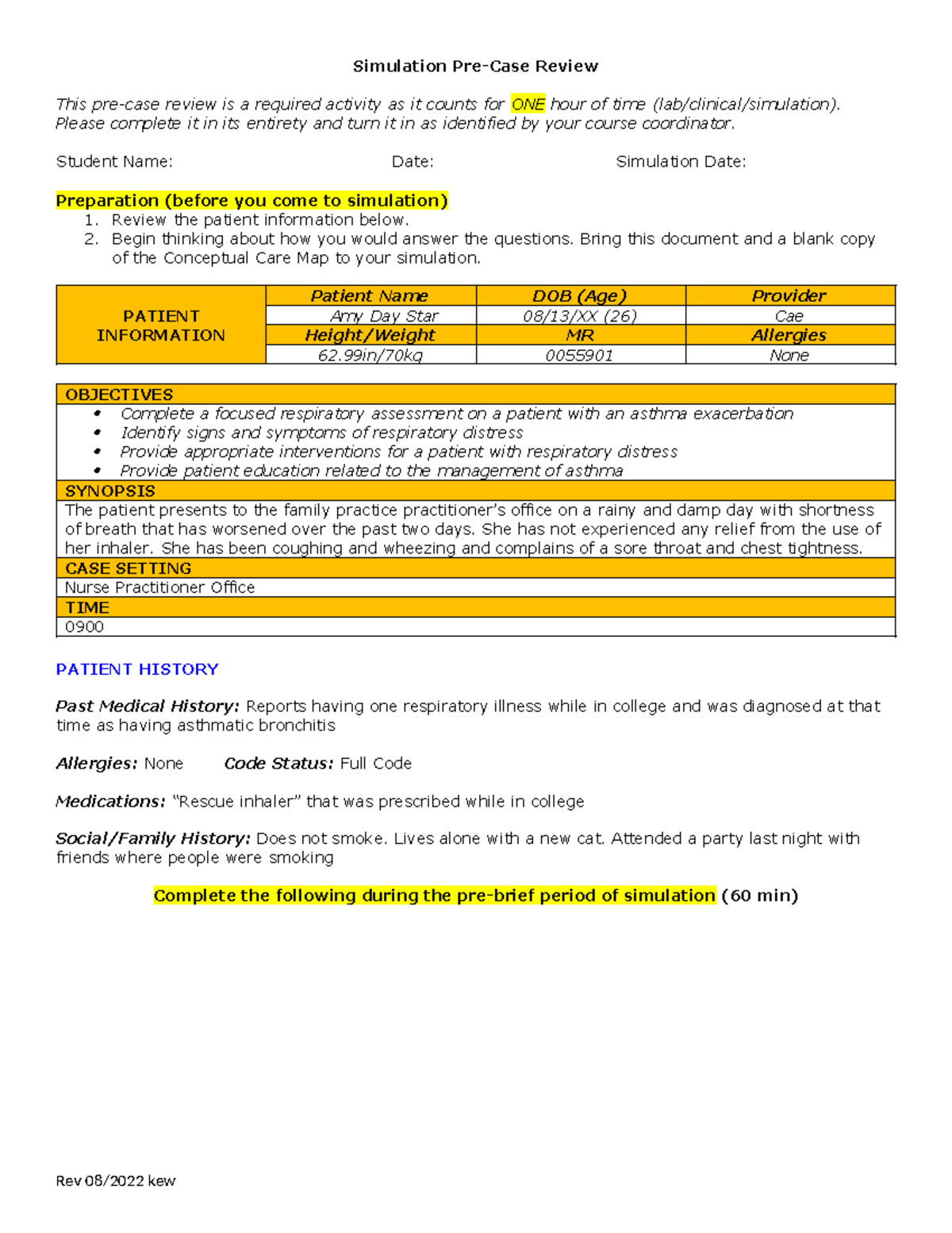 Precase Review STAR Final 1 - Simulation Pre-Case Review This pre-case ...