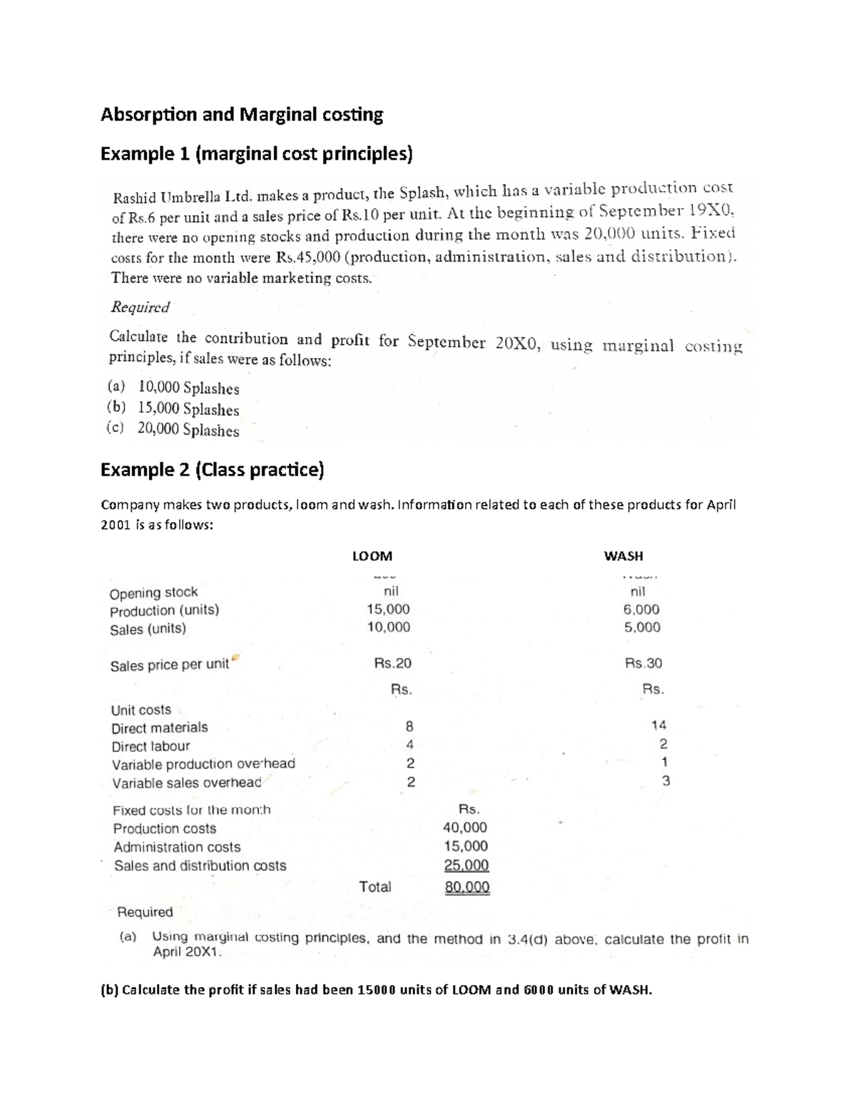 AC vs MC Questions - Practice notes for cost accounting - Absorption ...
