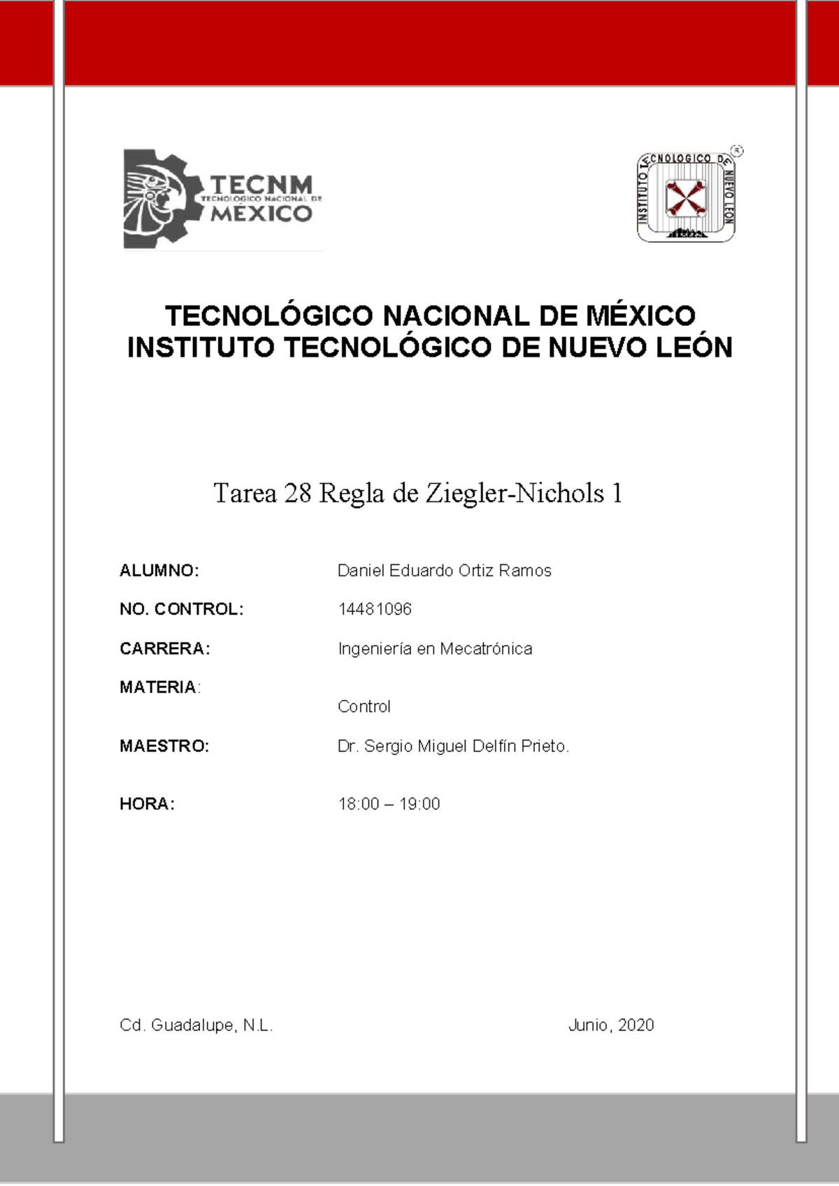 Tarea 28 Regla de Ziegler - Control - Tarea 28 Regla de Ziegler-Nichols ...