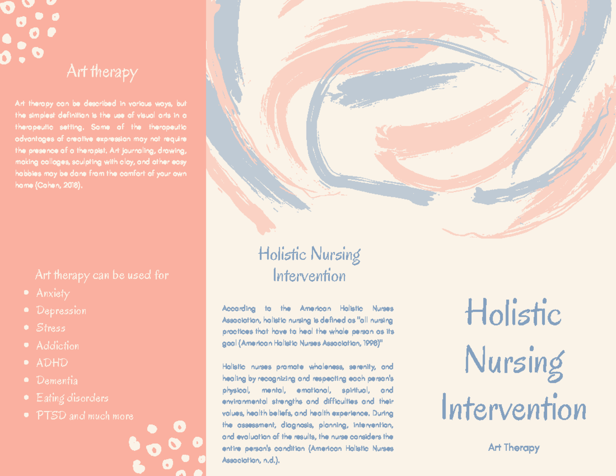 Light Pink Brushes Creative Trifold Brochure - Holistic Nursing ...