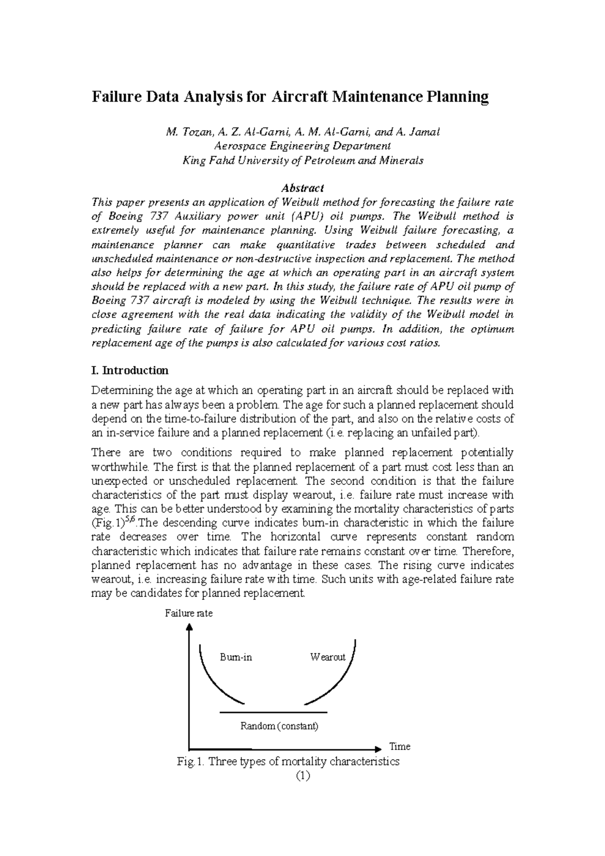 Failure Data Analysis for Aircraft Maintenance Planning - Tozan, A. Z. Al-Garni, A. M. Al-Garni ...
