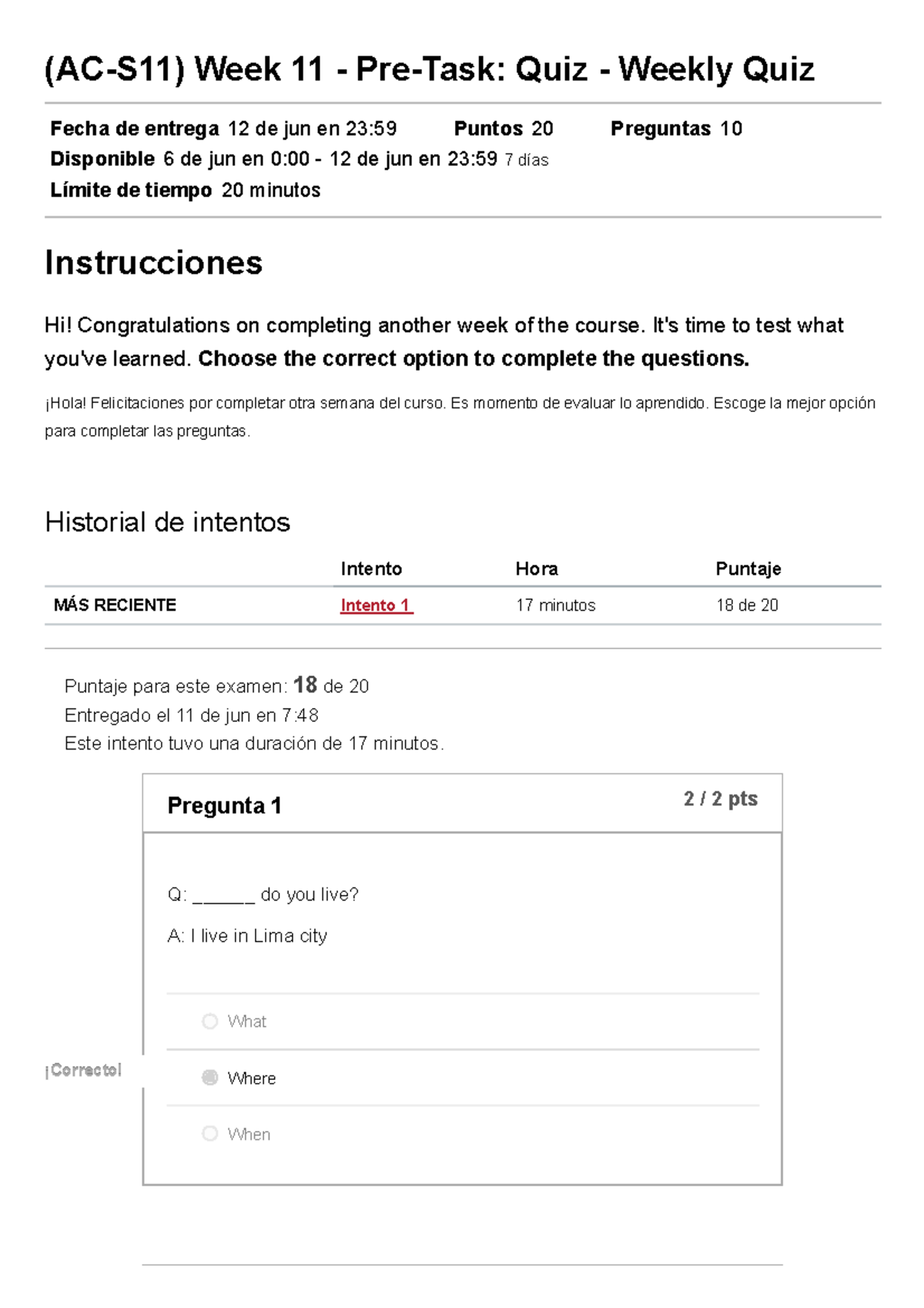 (AC-S11) Week 11 - Pre-Task Quiz - Weekly Quiz Ingles I (9470) - (AC-S11) Week 11 - Pre-Task ...