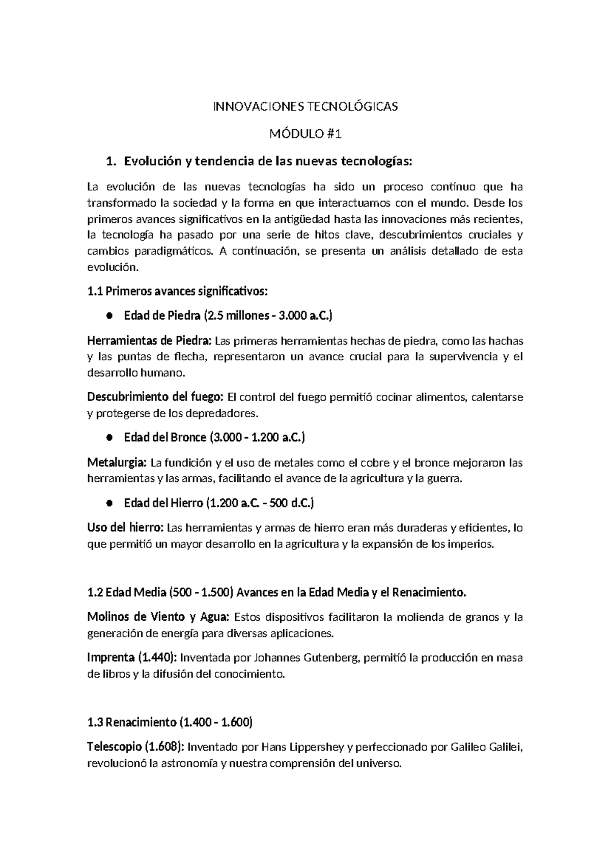 Innovaciones Tecnologicas - INNOVACIONES TECNOLÓGICAS MÓDULO 1 ...