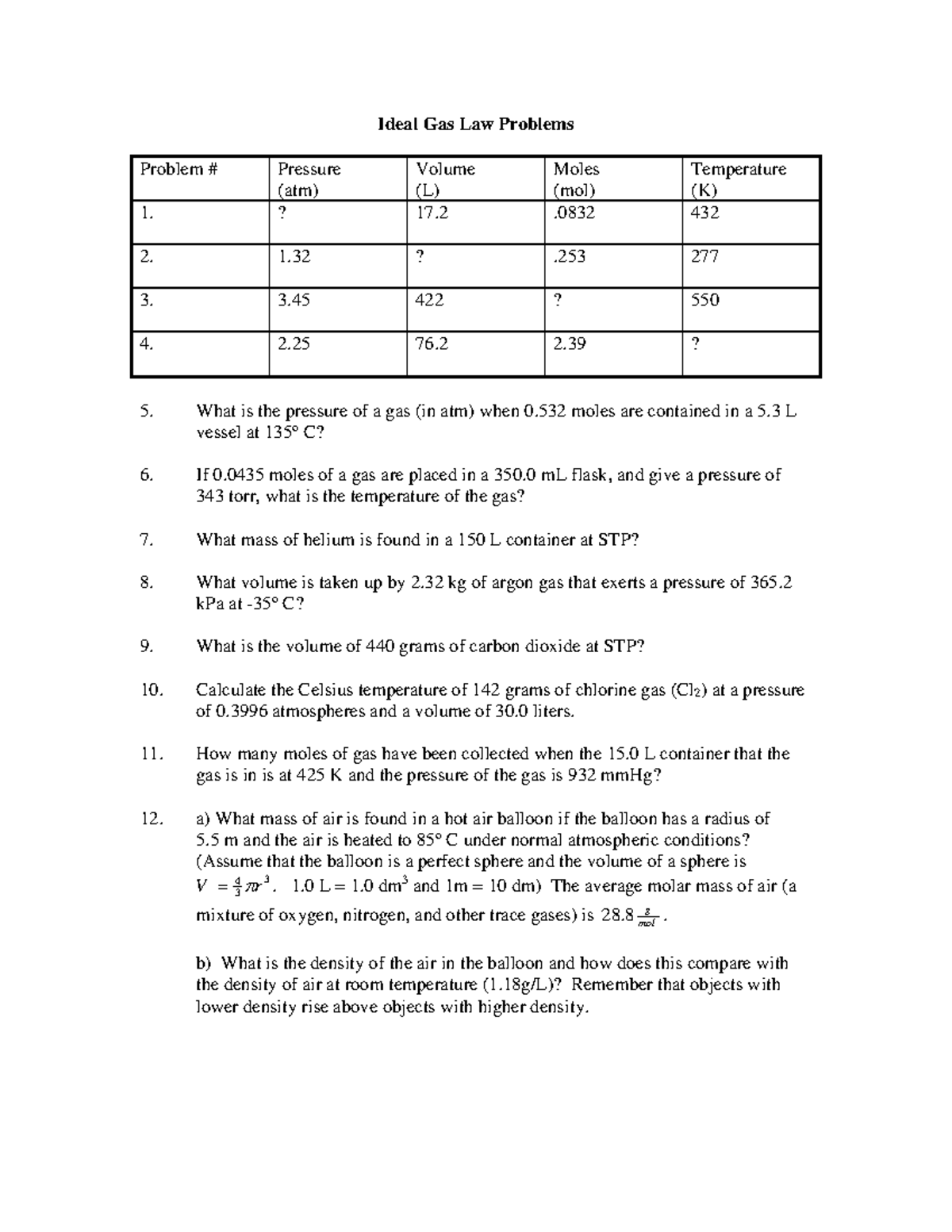Ideal Gas Law - d0ih1di1d[ih1ih120dh120d - Ideal Gas Law Problems ...