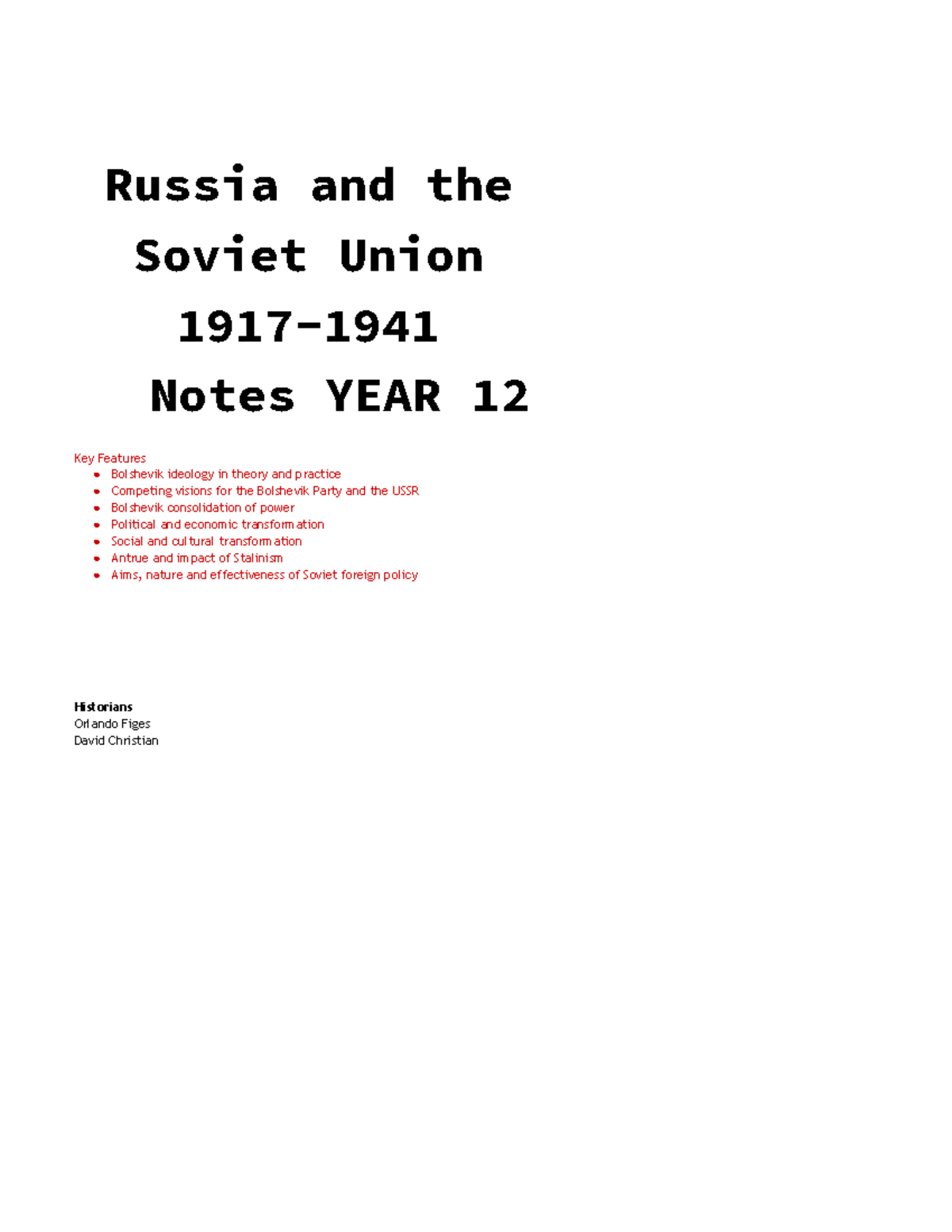 Russia and the soviet union notes complete syllabus modern history ...
