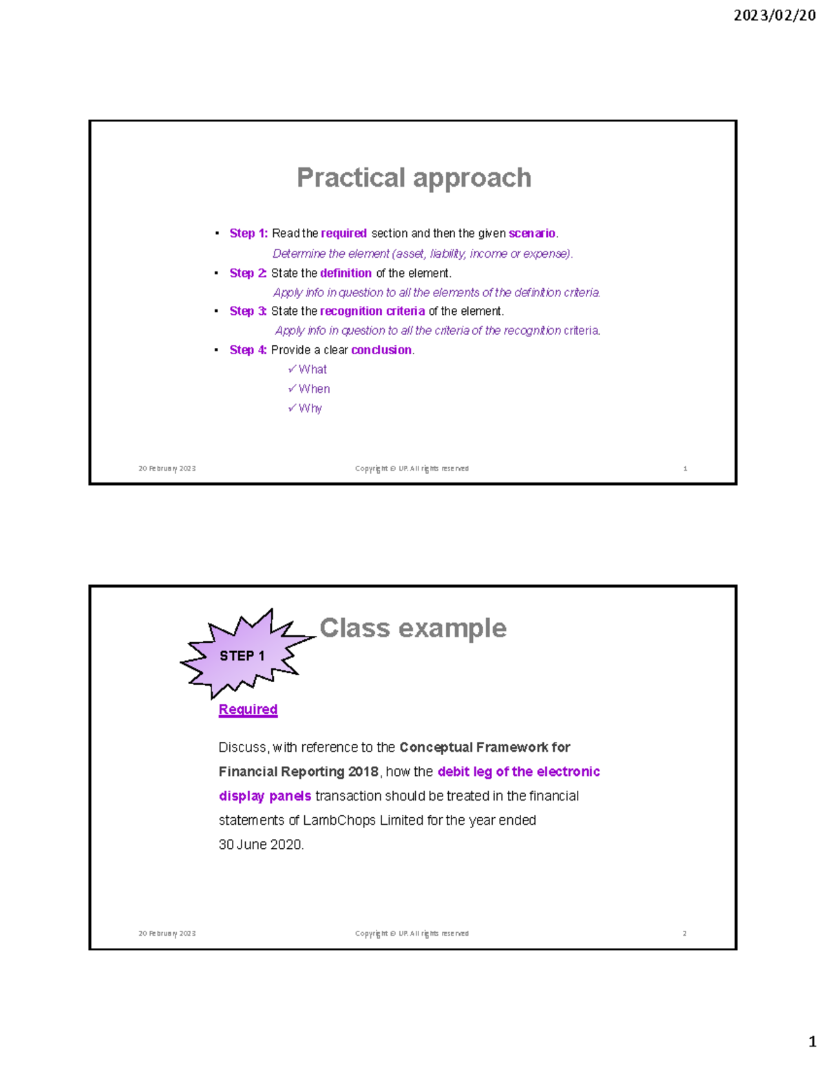 LA1 - Conceptual Framework - class example - • Step 1: Read the ...