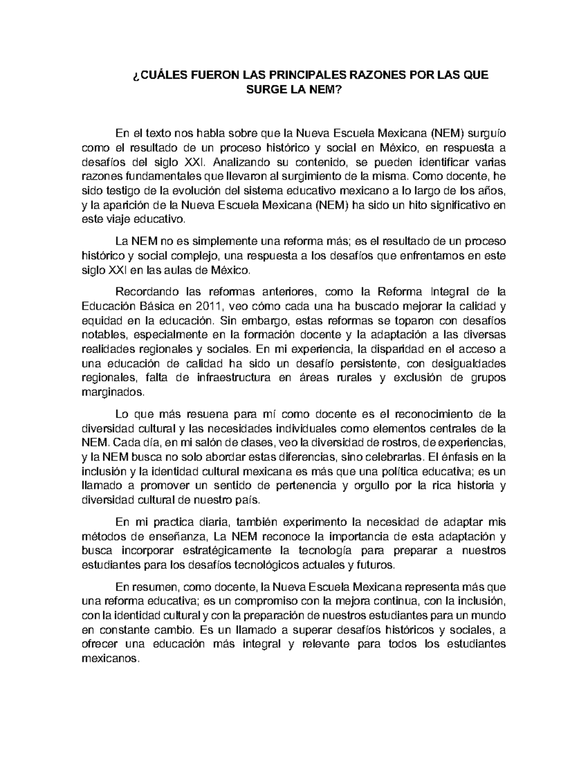 ¿CUÁLES Fueron LAS Principales Razones POR LAS QUE Surge LA NEM ...
