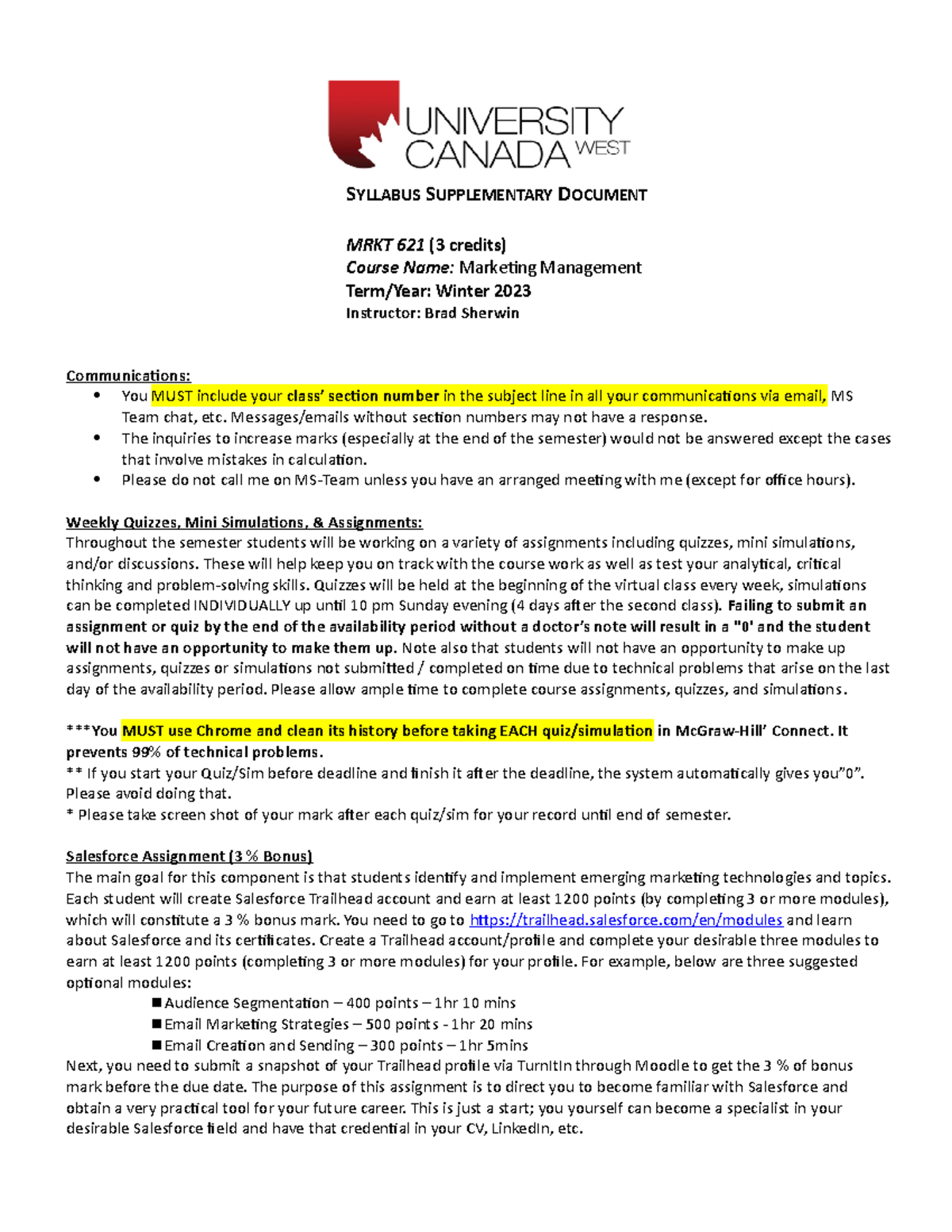 Syllabus Supplementary Doc Winter 2023 - SYLLABUS SUPPLEMENTARY ...