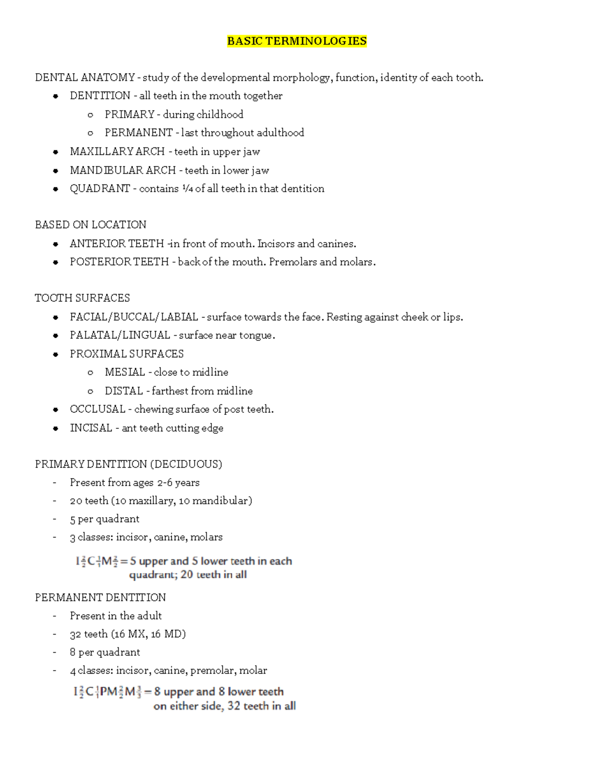 Oral Anatomy Basic Terminologies - BASIC TERMINOLOGIES DENTAL ANATOMY ...