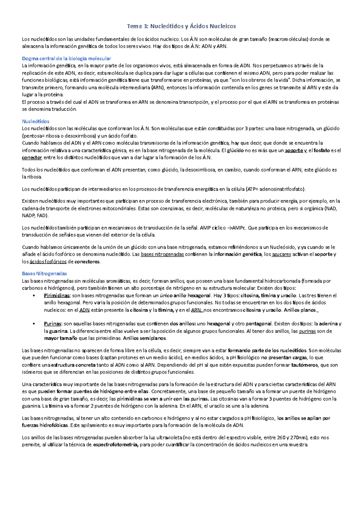 B3 - cxvcx - Tema 3: Nucleótidos y Ácidos Nucleicos Los nucleótidos son ...