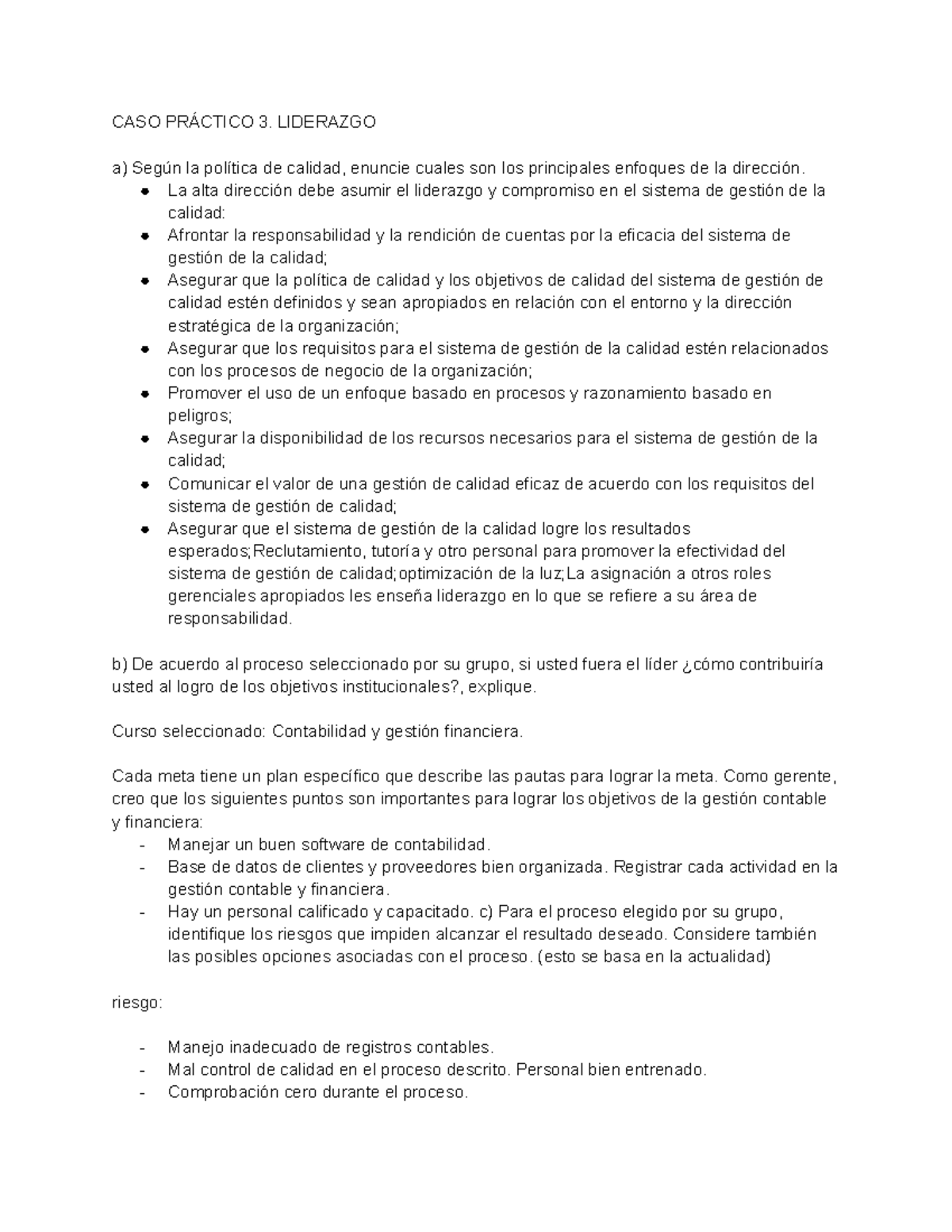 CASO Práctico 3 - jhhgh - CASO PRÁCTICO 3. LIDERAZGO a) Según la ...
