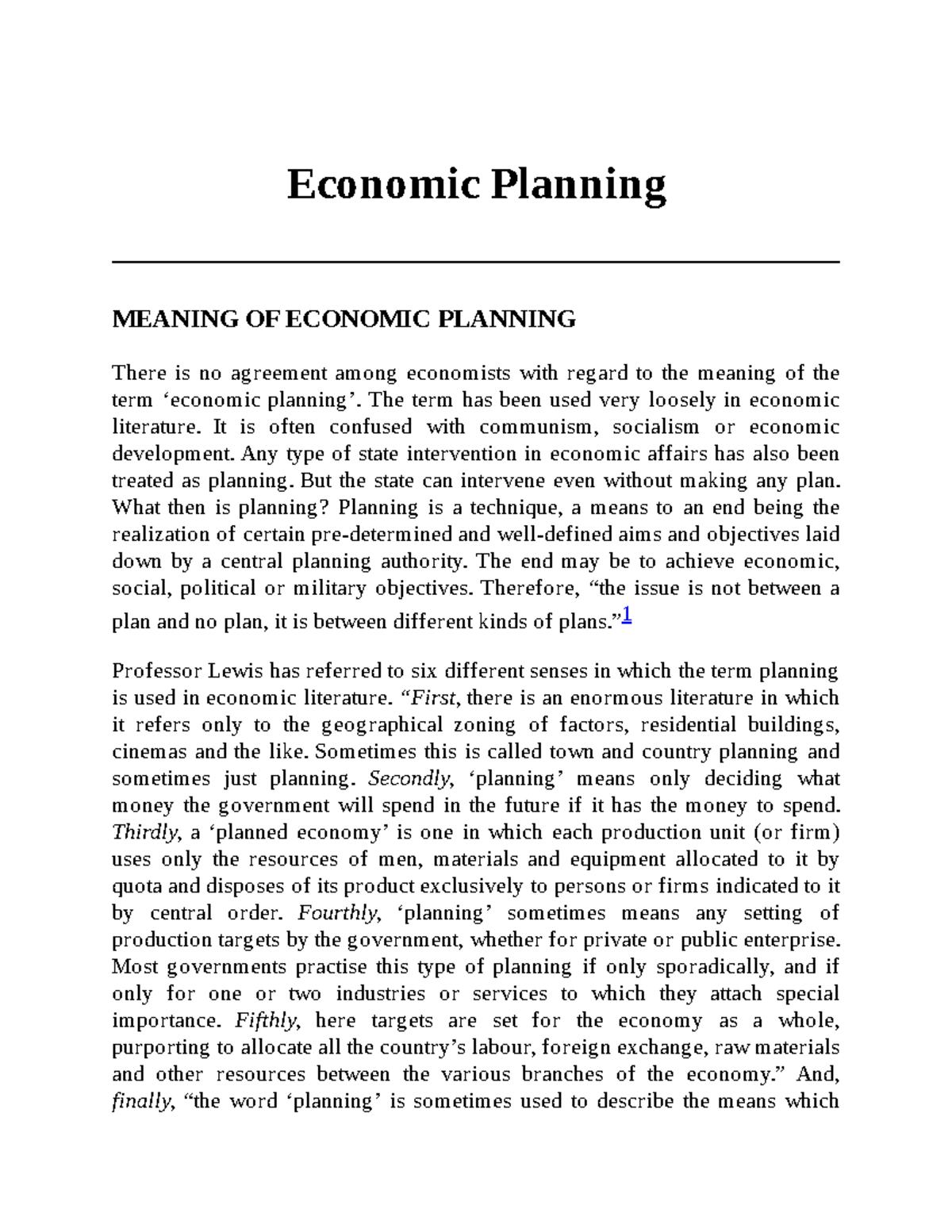 Chapter 52 Economic Planning The Economics of Development and Planning ...