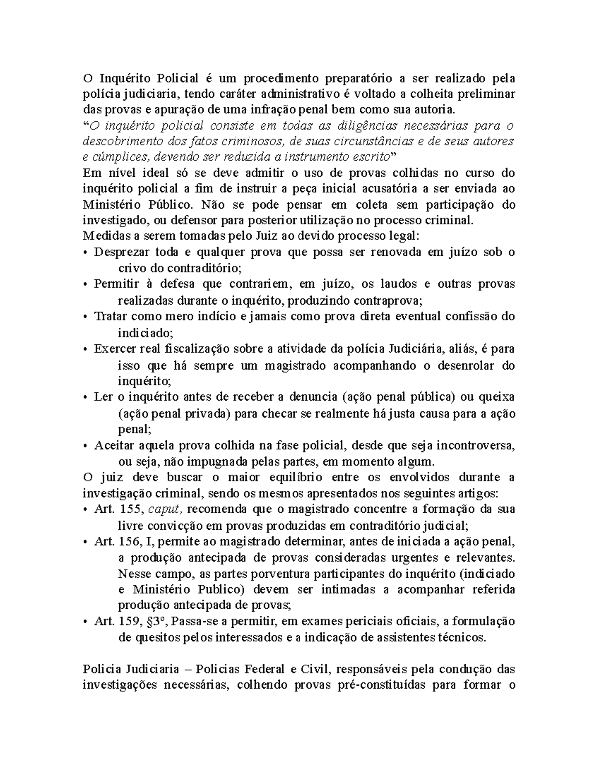 Inquerito Policial - Anotações de aula 3 - O Inquérito Policial é um ...