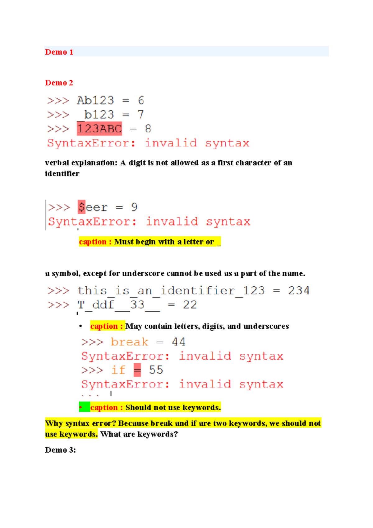 Data Type Variable In Python Sript Demo 1 Demo 2 Verbal Explanation 6674