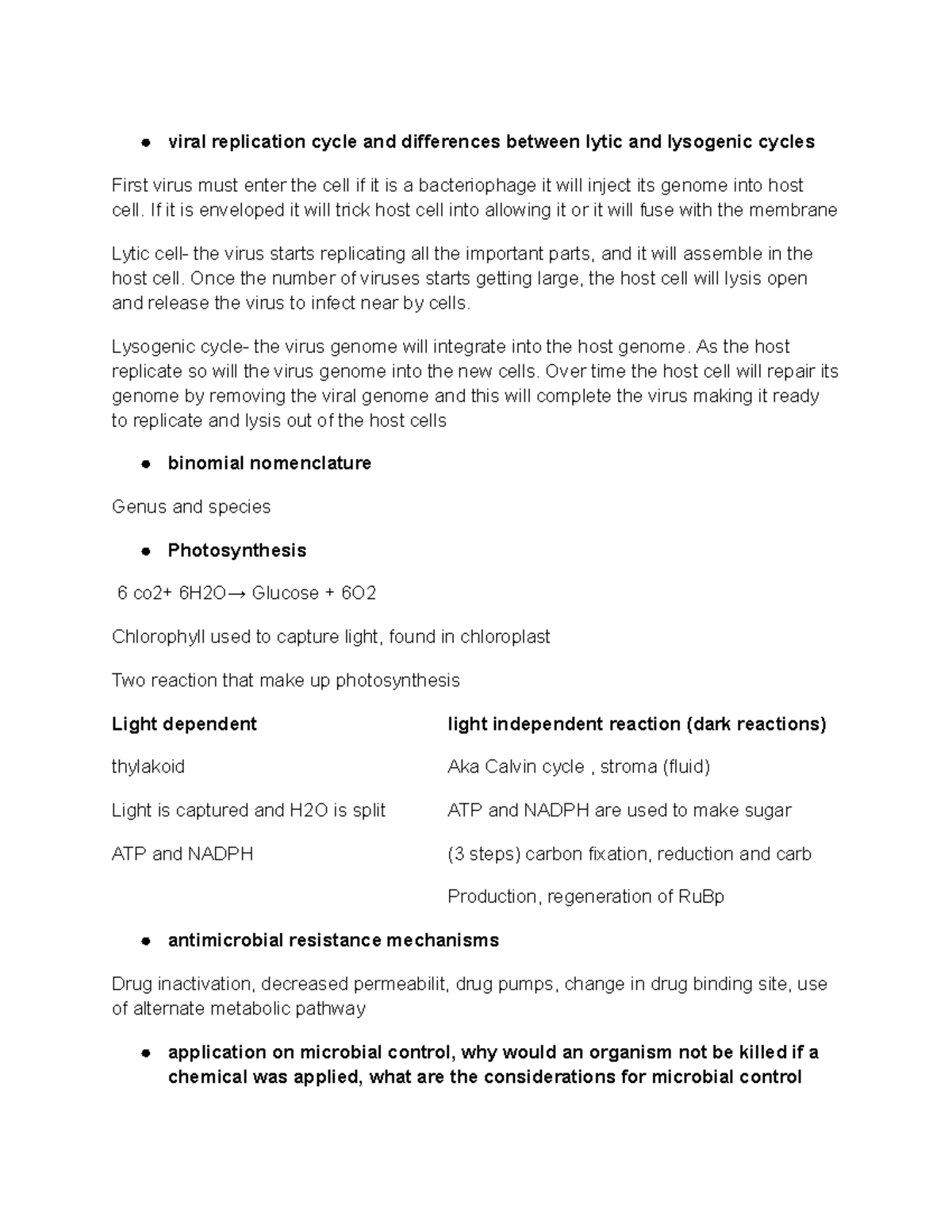 Micro Study guide - viral replication cycle and differences between ...