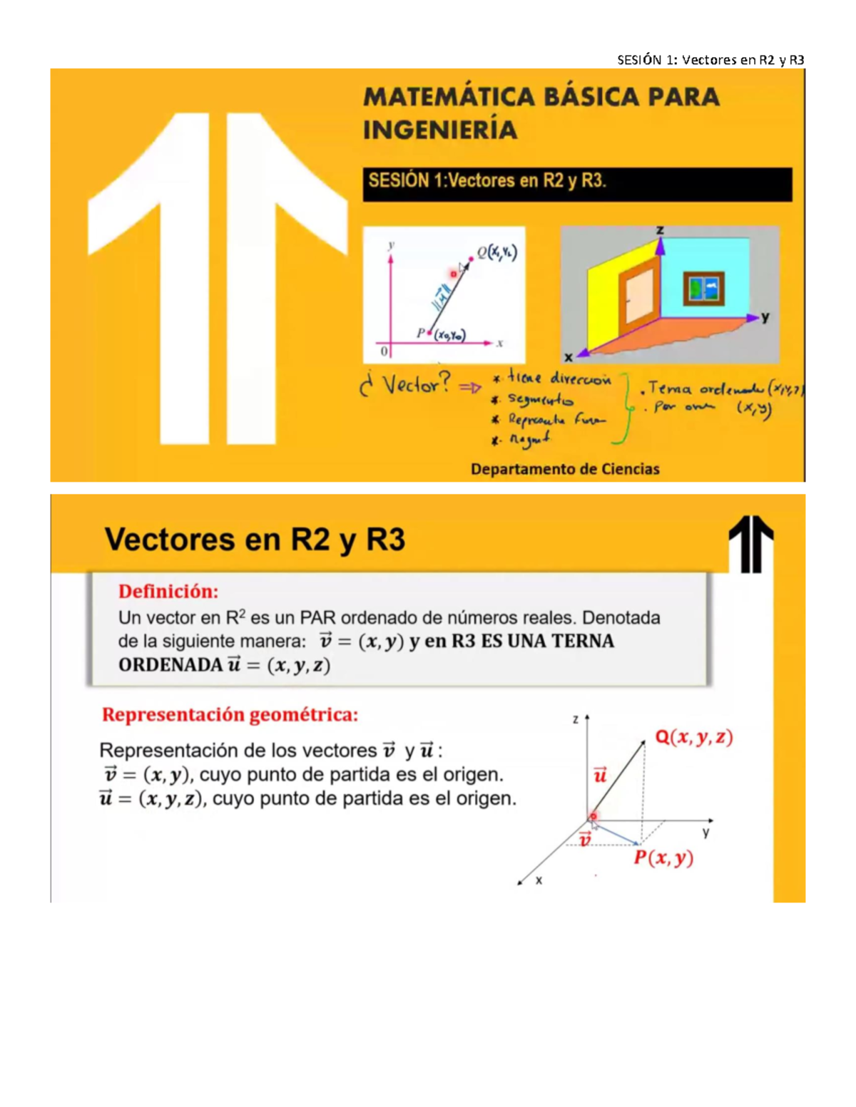 Semanas 1 a 4 - Matemática - SESIÓN 1: Vectores en R2 y R SESIÓN 1 ...
